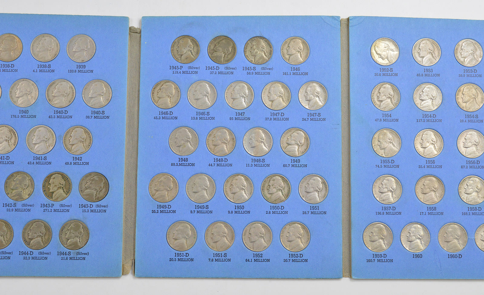 COMPLETE SET - 1938-61 Jefferson Nickels Collection SILVER War 1950-D ...
