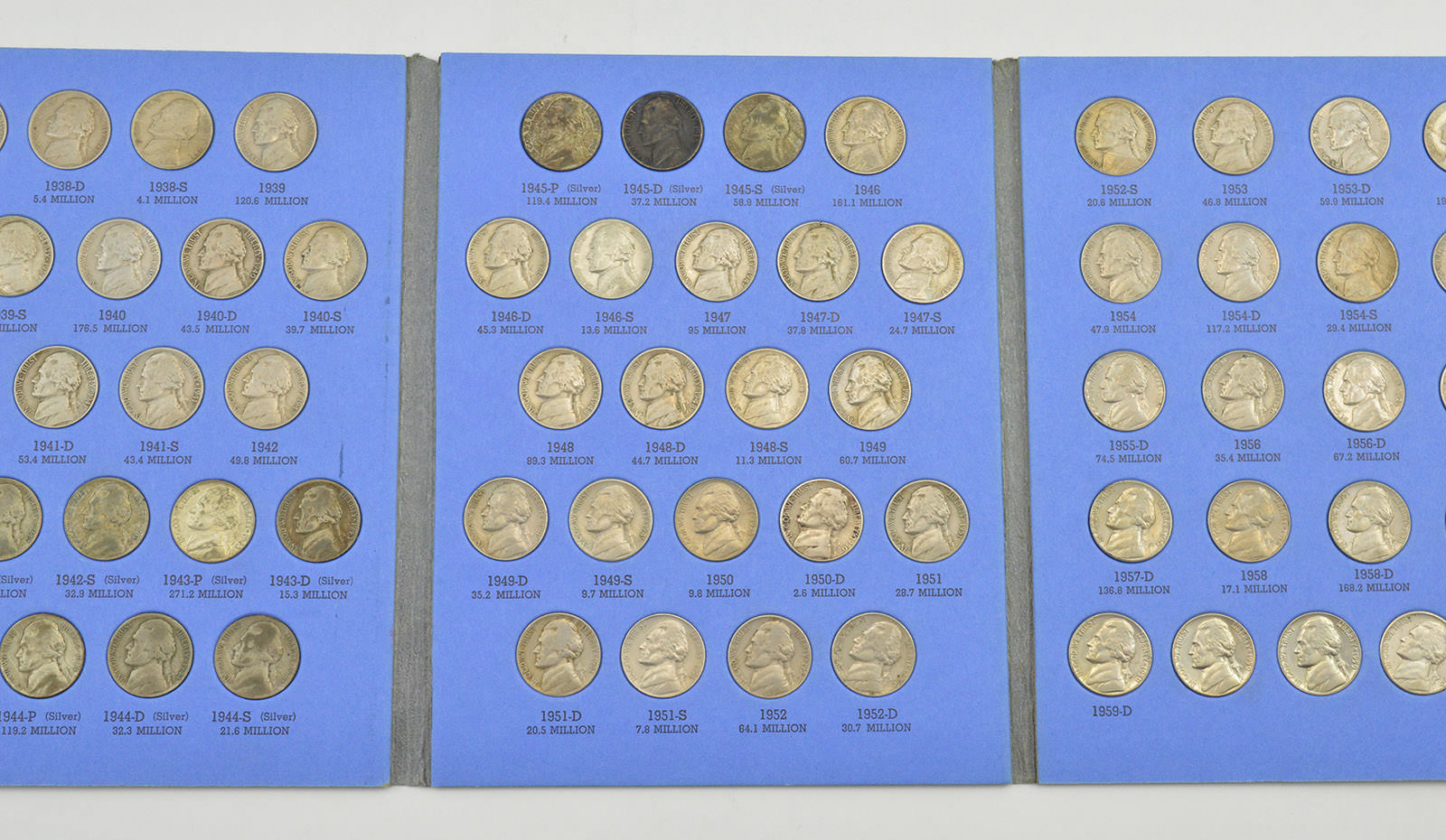 COMPLETE SET - 1938-63 Jefferson Nickels Collection SILVER War 1950-D ...