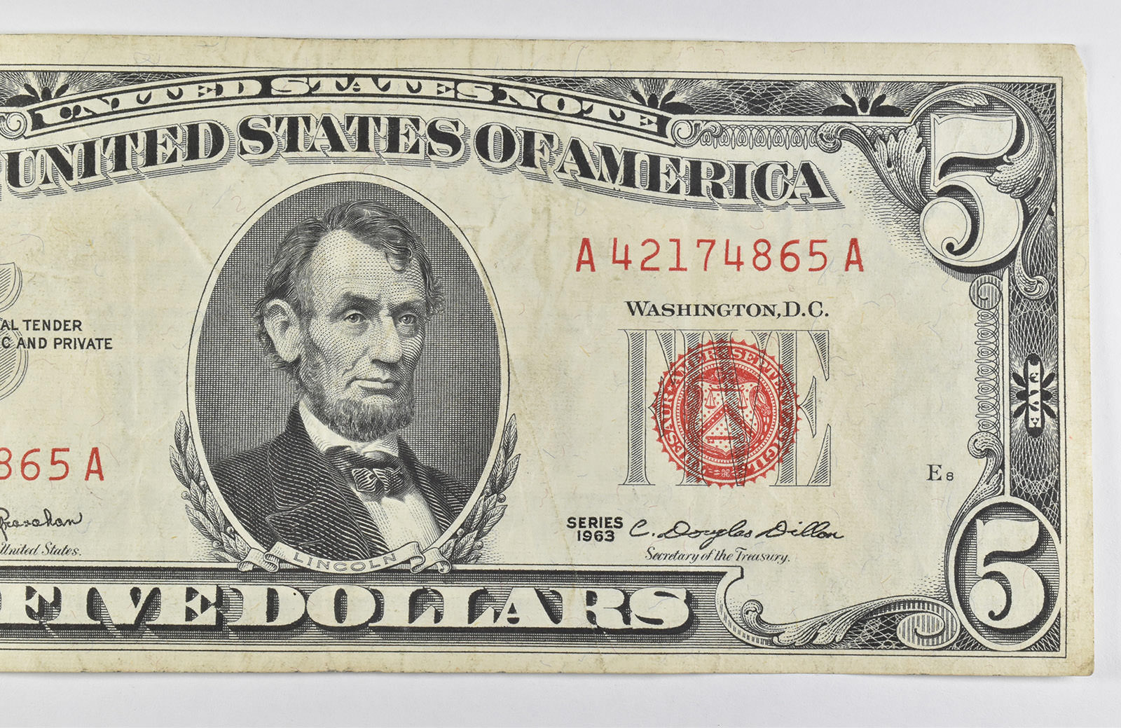 Crisp 1963 Red Seal $5 United States Note - Better Grade | Property Room