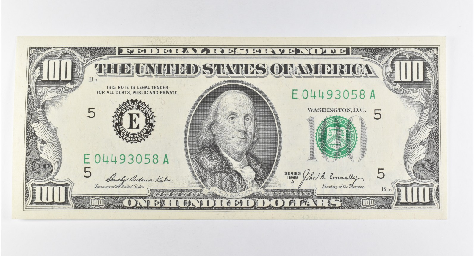 CRISP - 1969-A $100 Federal Reserve Note FRN Crisp Vintage | Property Room