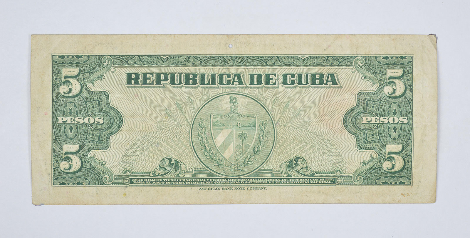 CUBA - National Bank of Cuba 5 Pesos Note - Maximo Gomez - Series of ...