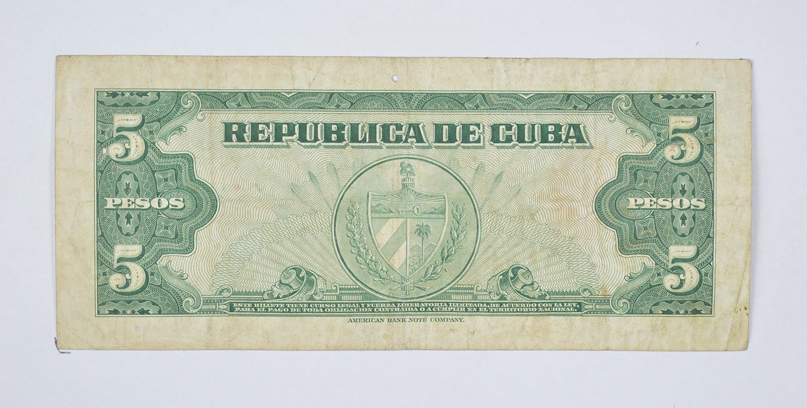 CUBA - National Bank of Cuba 5 Pesos Note - Maximo Gomez - Series of ...