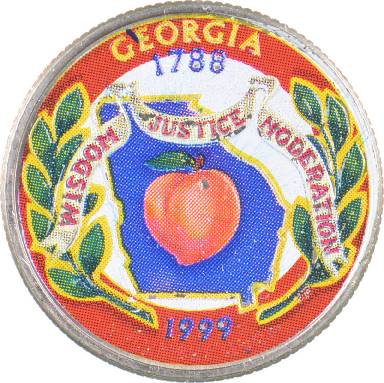 Custom - COLORIZED - 1999-D Georgia State Quarter - High Collectible ...