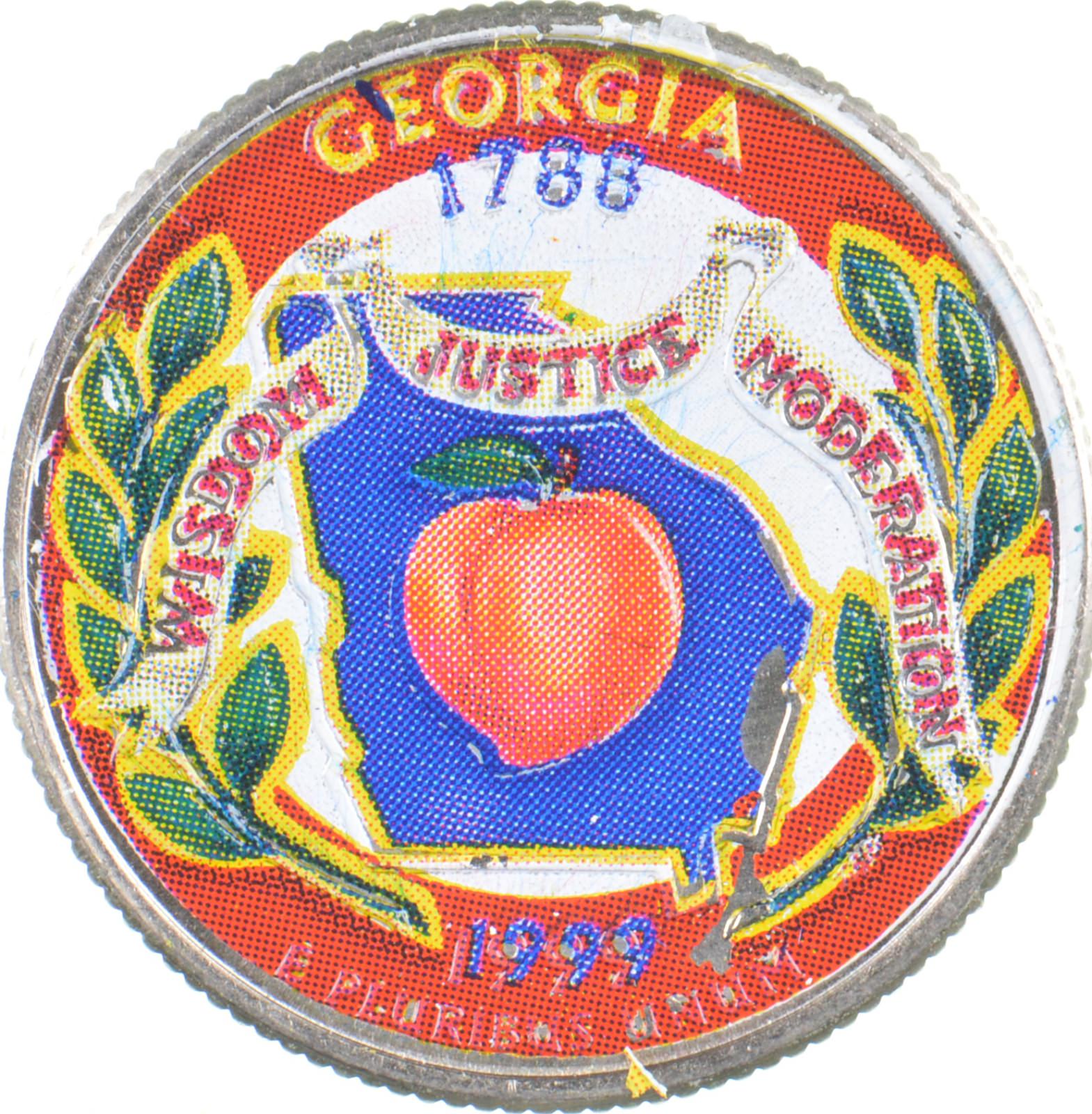 Custom - COLORIZED - 1999-D Georgia State Quarter - High Collectible ...