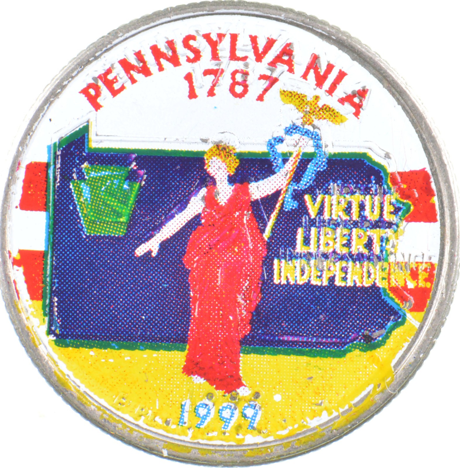 Custom - COLORIZED - 1999-D Pennsylvania State Quarter - High ...