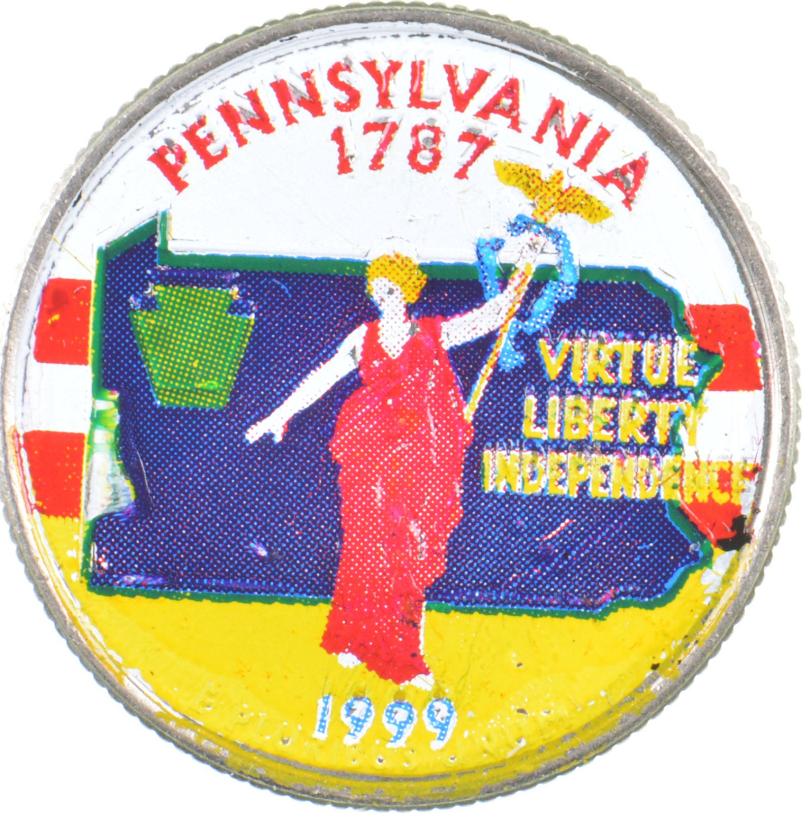 Custom - COLORIZED - 1999-D Pennsylvania State Quarter - High ...