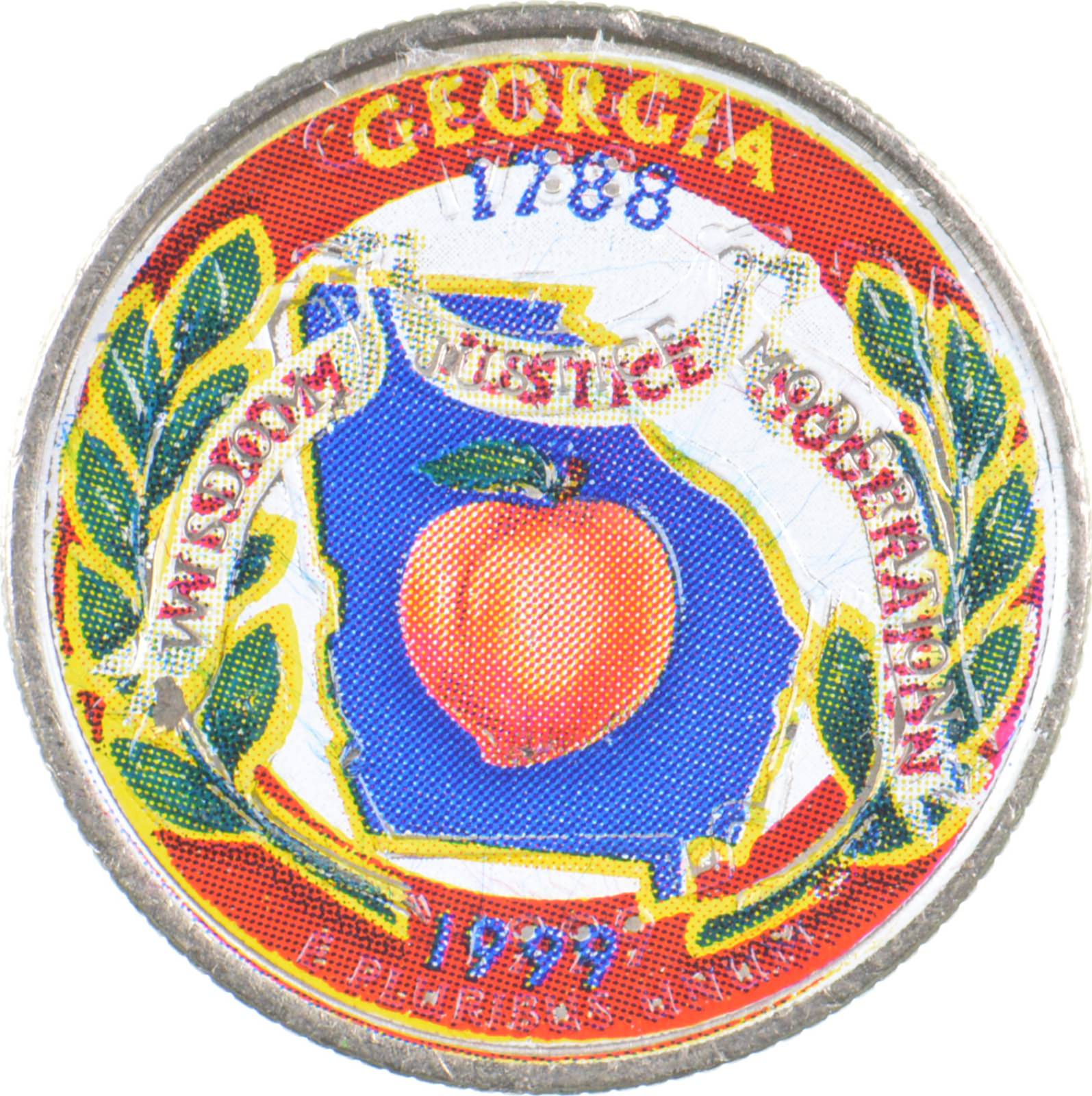 Custom - COLORIZED - 1999-P Georgia State Quarter - High Collectible ...