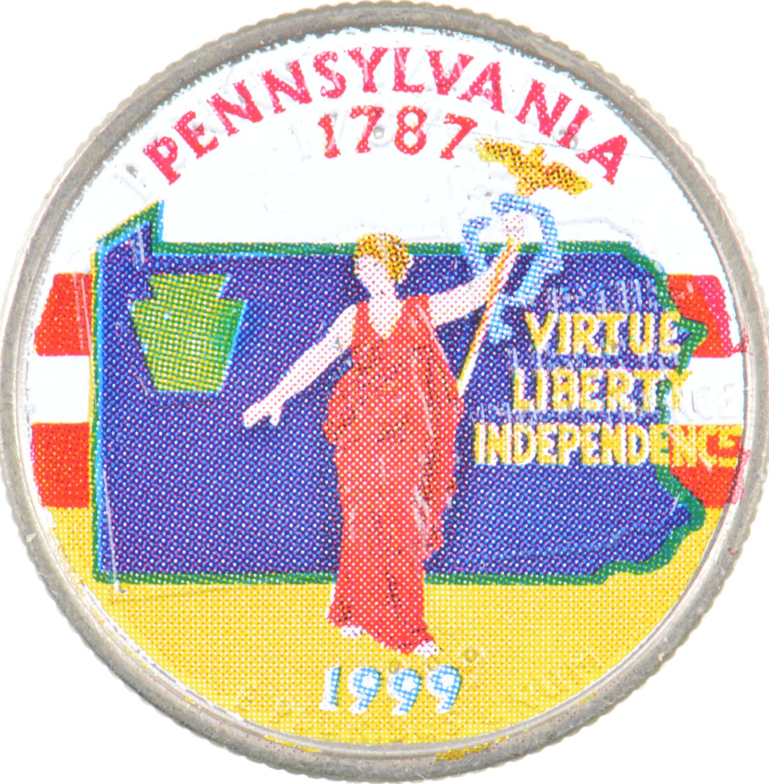 Custom - COLORIZED - 1999-P Pennsylvania State Quarter - High ...