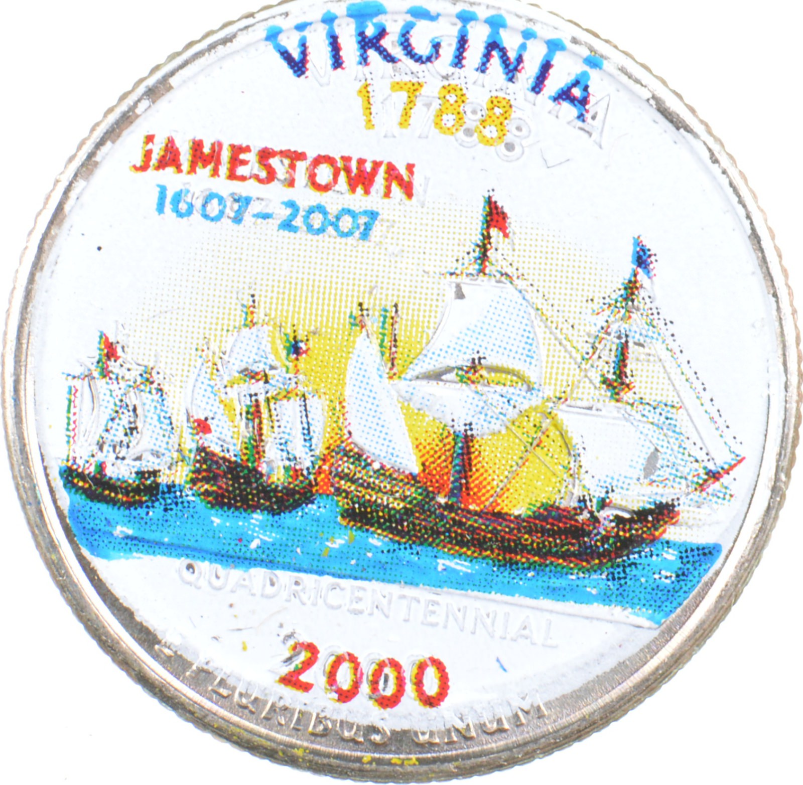 Custom - COLORIZED - 2000-P Virginia State Quarter - High Collectible ...