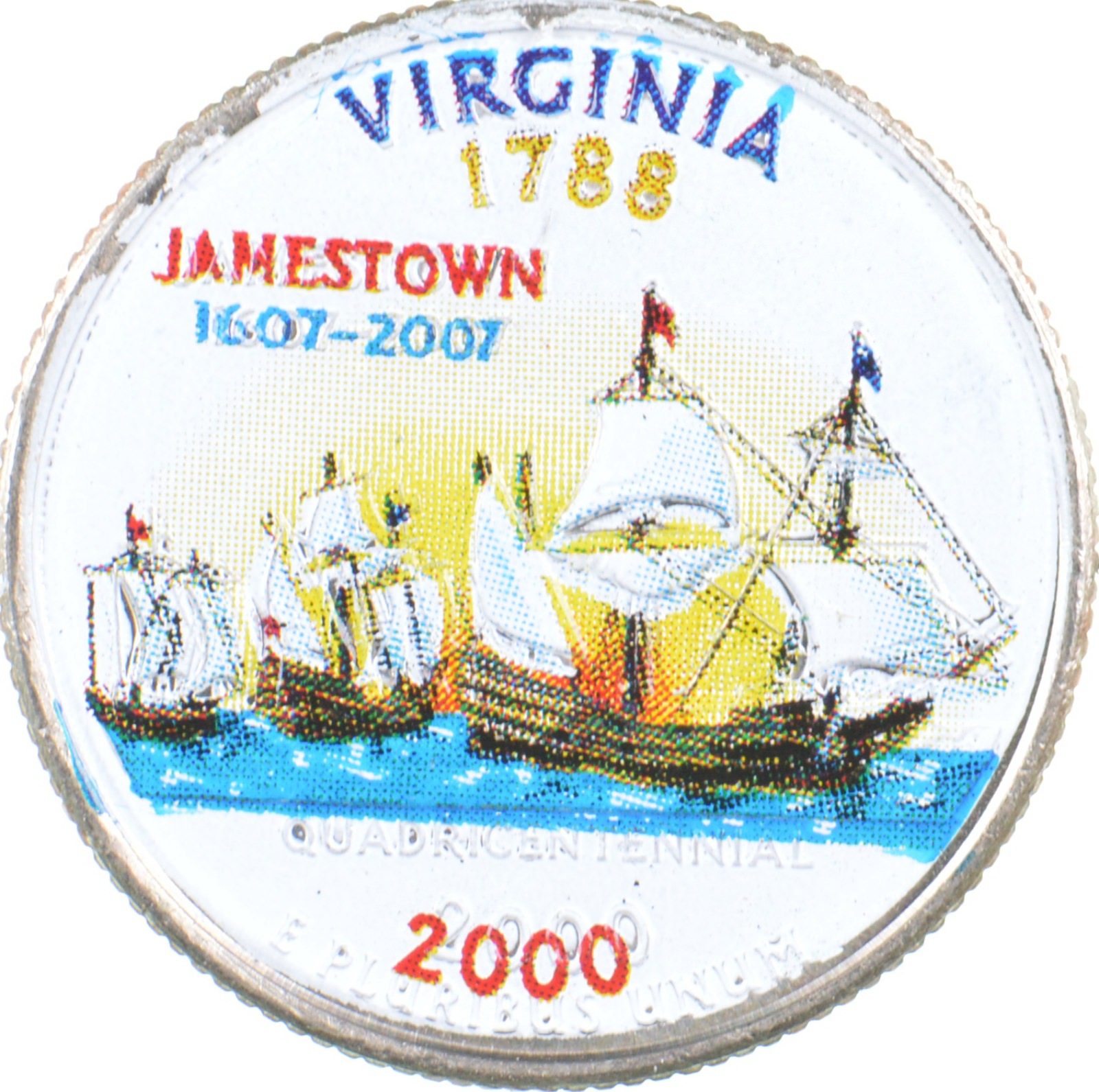 Custom - COLORIZED - 2000-P Virginia State Quarter - High Collectible ...