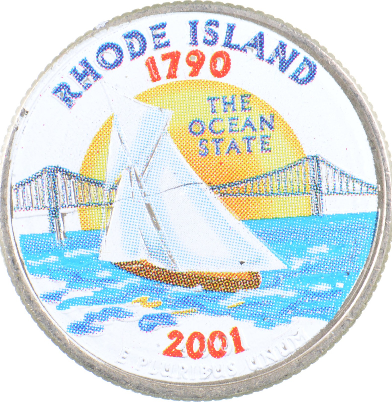 Custom - COLORIZED - 2001-D Rhode Island State Quarter - High ...
