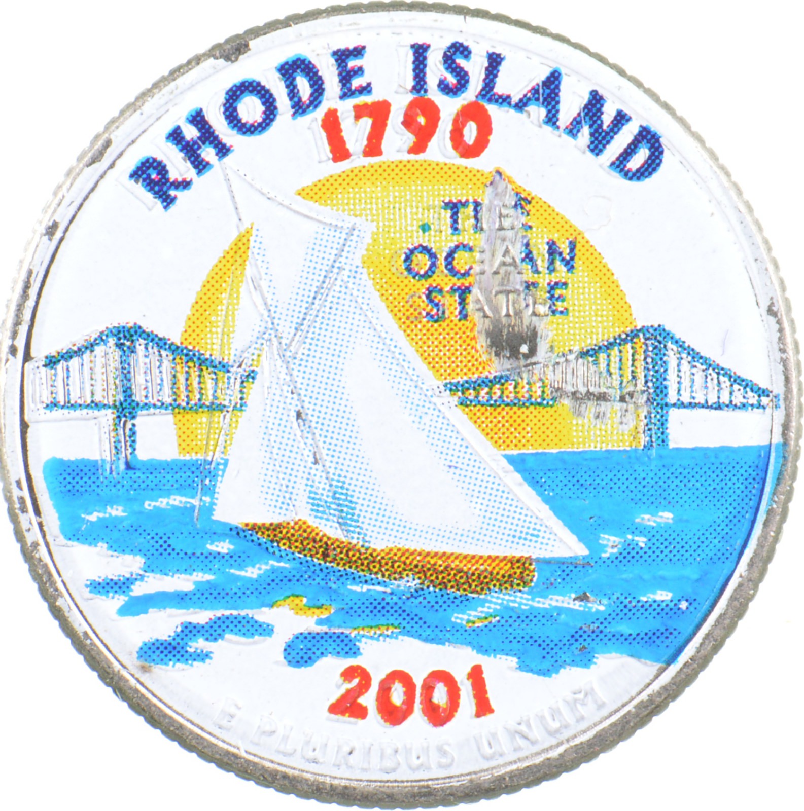 Custom - COLORIZED - 2001-D Rhode Island State Quarter - High ...