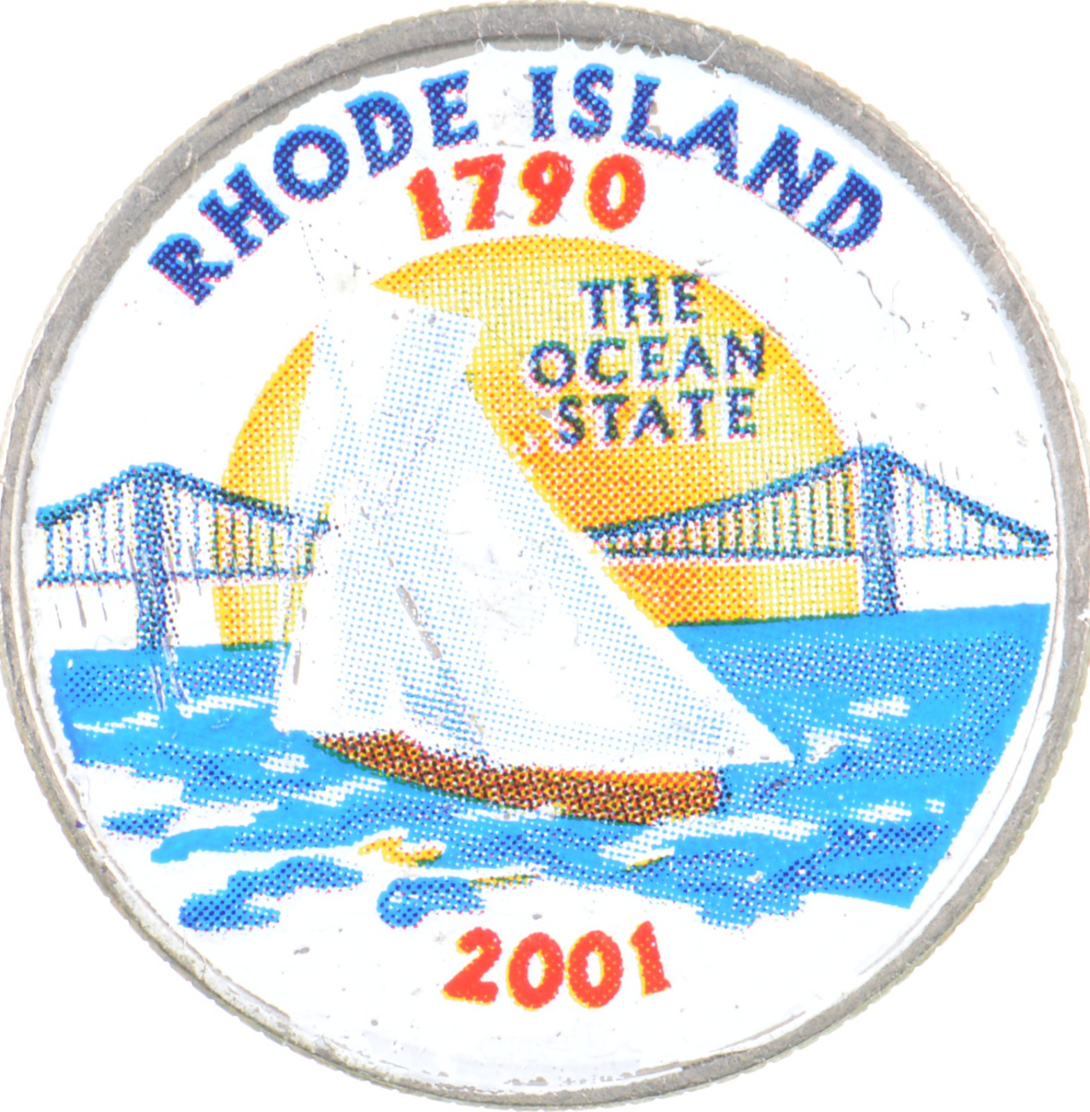 Custom - COLORIZED - 2001-D Rhode Island State Quarter - High ...
