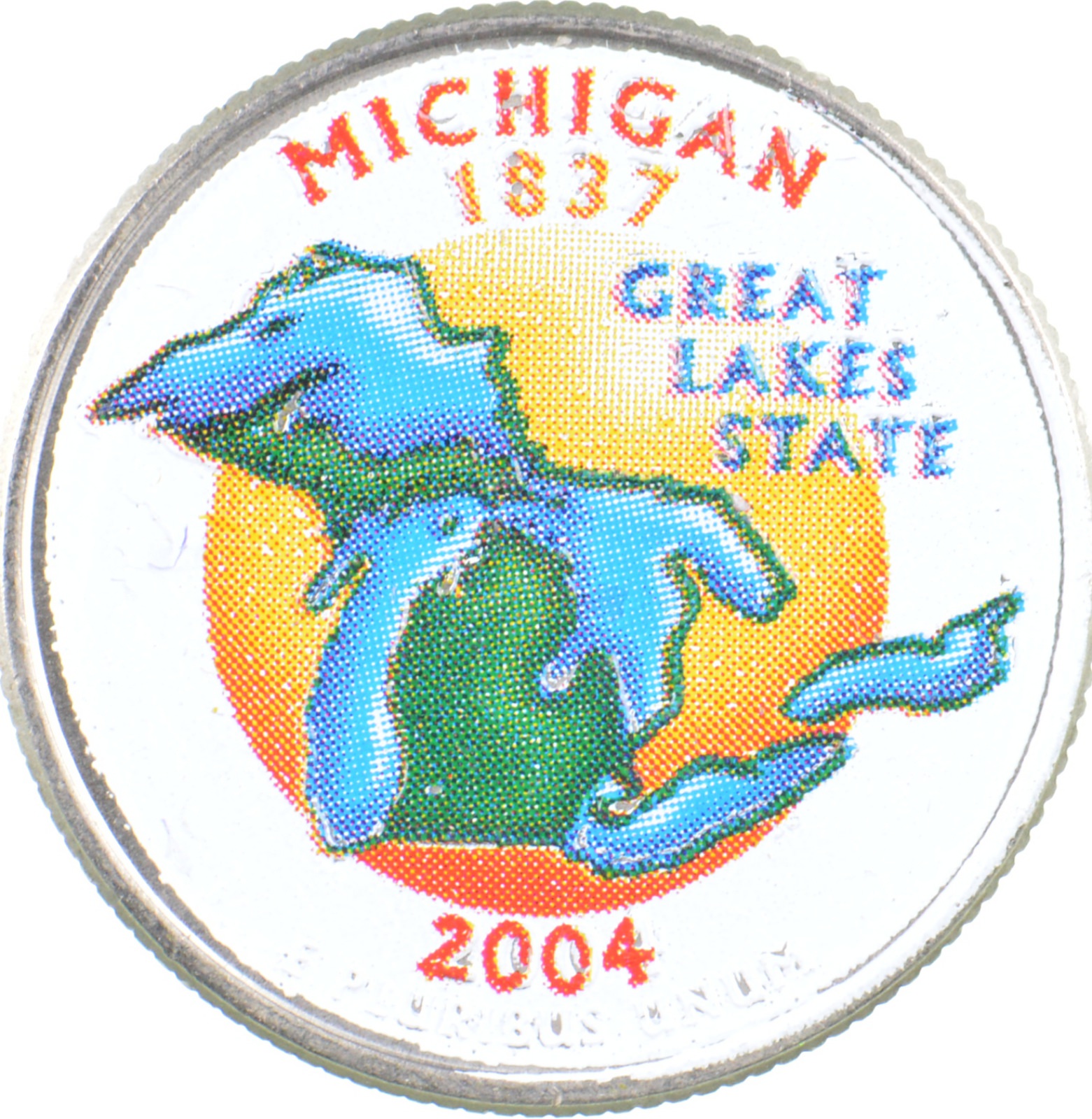 Custom - COLORIZED - 2004-P Michigan State Quarter - High Collectible ...