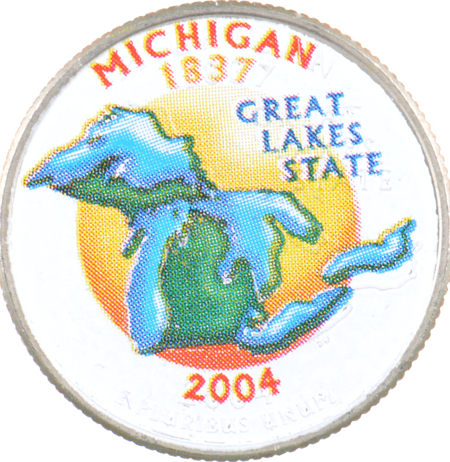 Custom - COLORIZED - 2004-P Michigan State Quarter - High Collectible ...