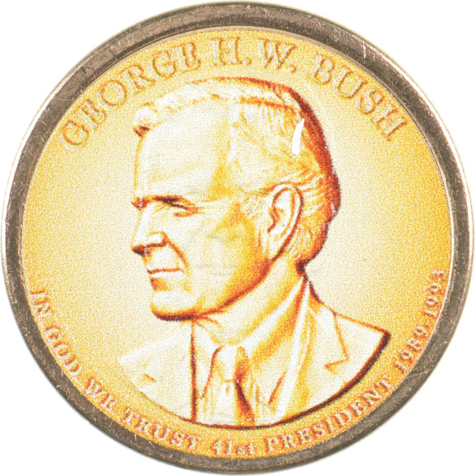 Custom - COLORIZED - George H.W. Bush Presidential Dollar - High ...