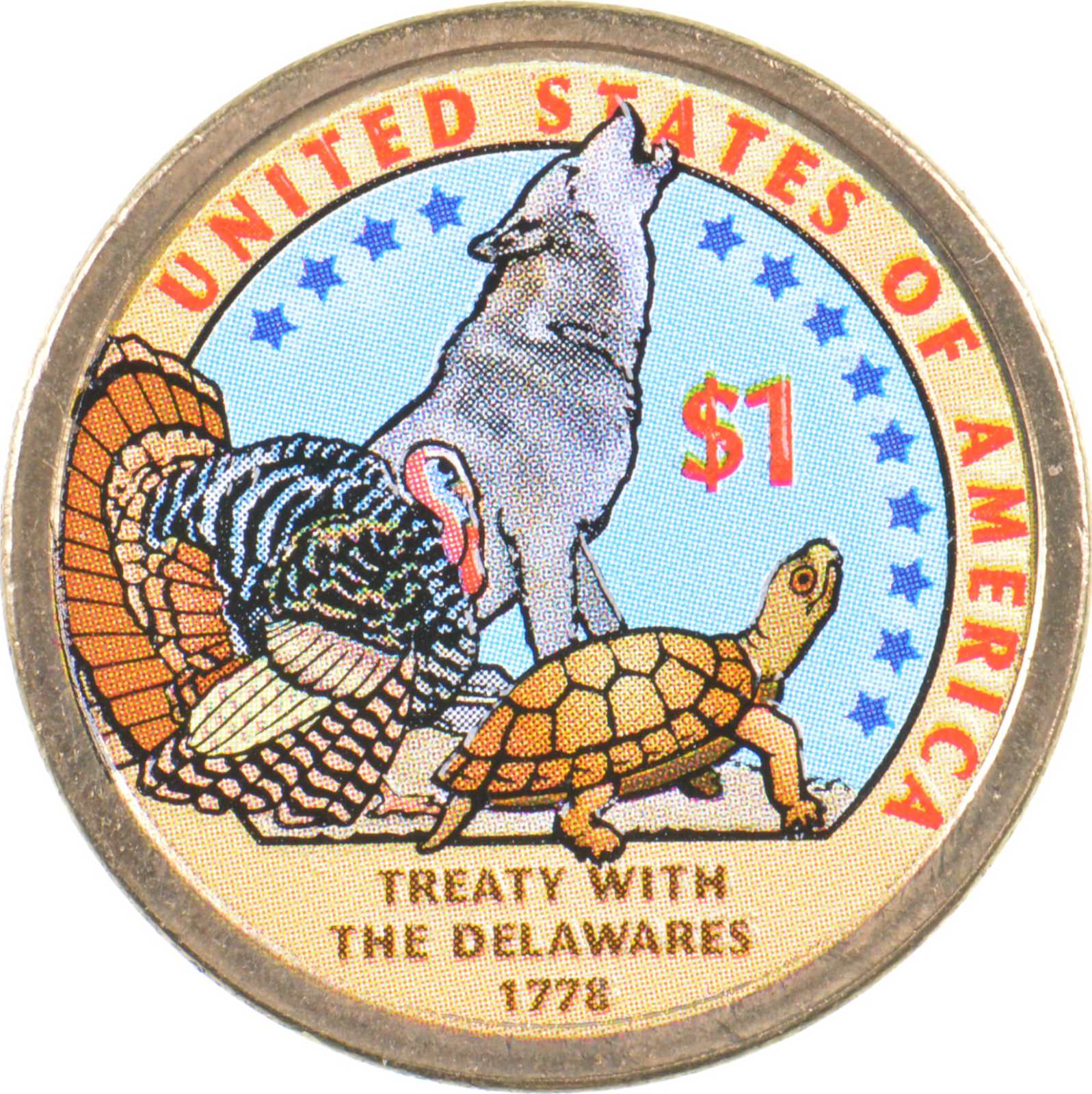 Custom - COLORIZED - Sacagawea Dollar - Treaty With The Delawares ...