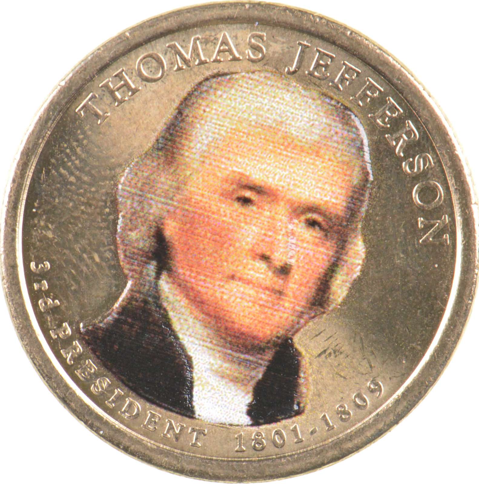 Custom - COLORIZED - Thomas Jefferson Presidential Dollar - High ...