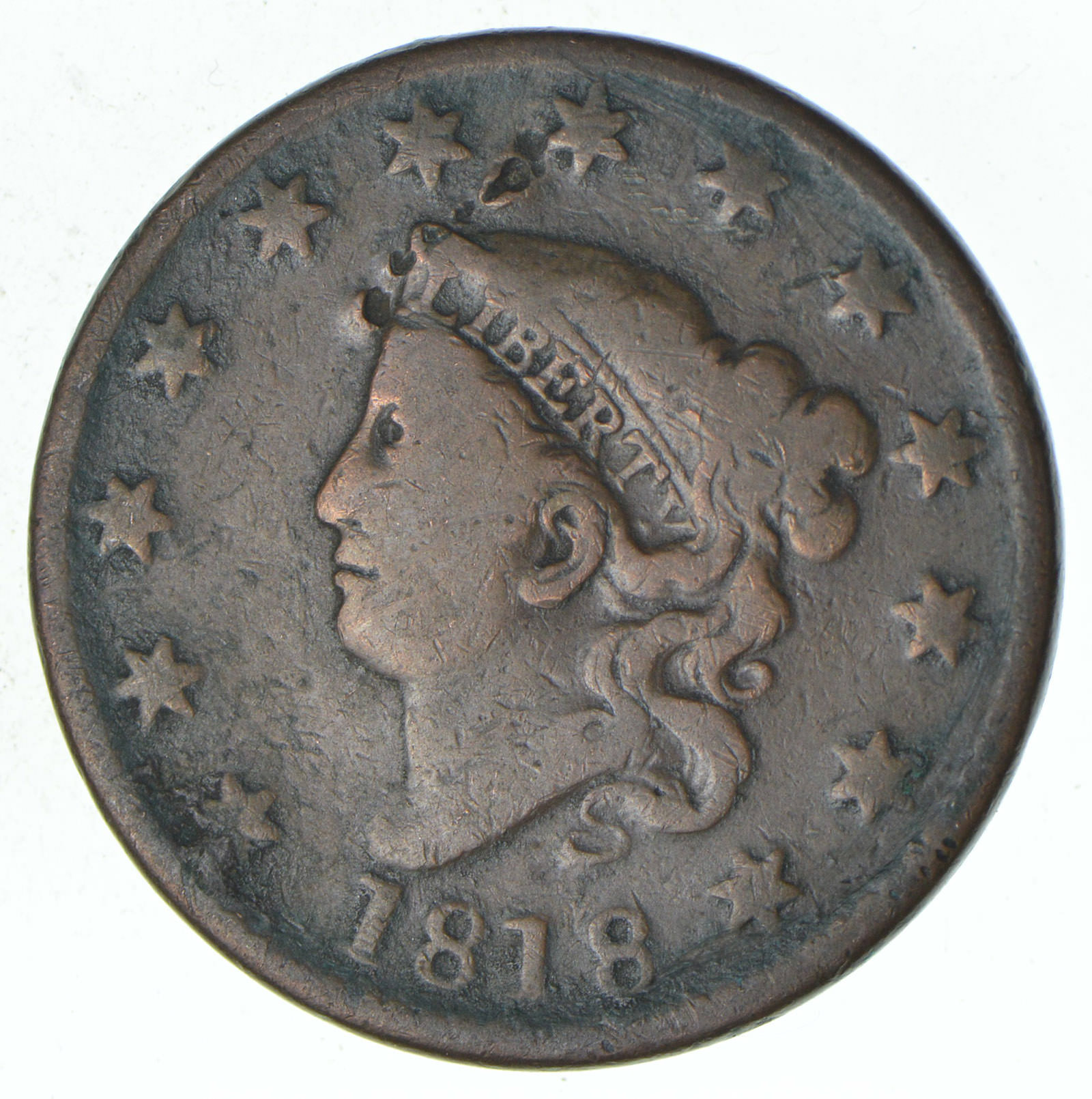 EARLY - 1818 - Liberty Head United States LARGE CENT - TOUGH Coin ...