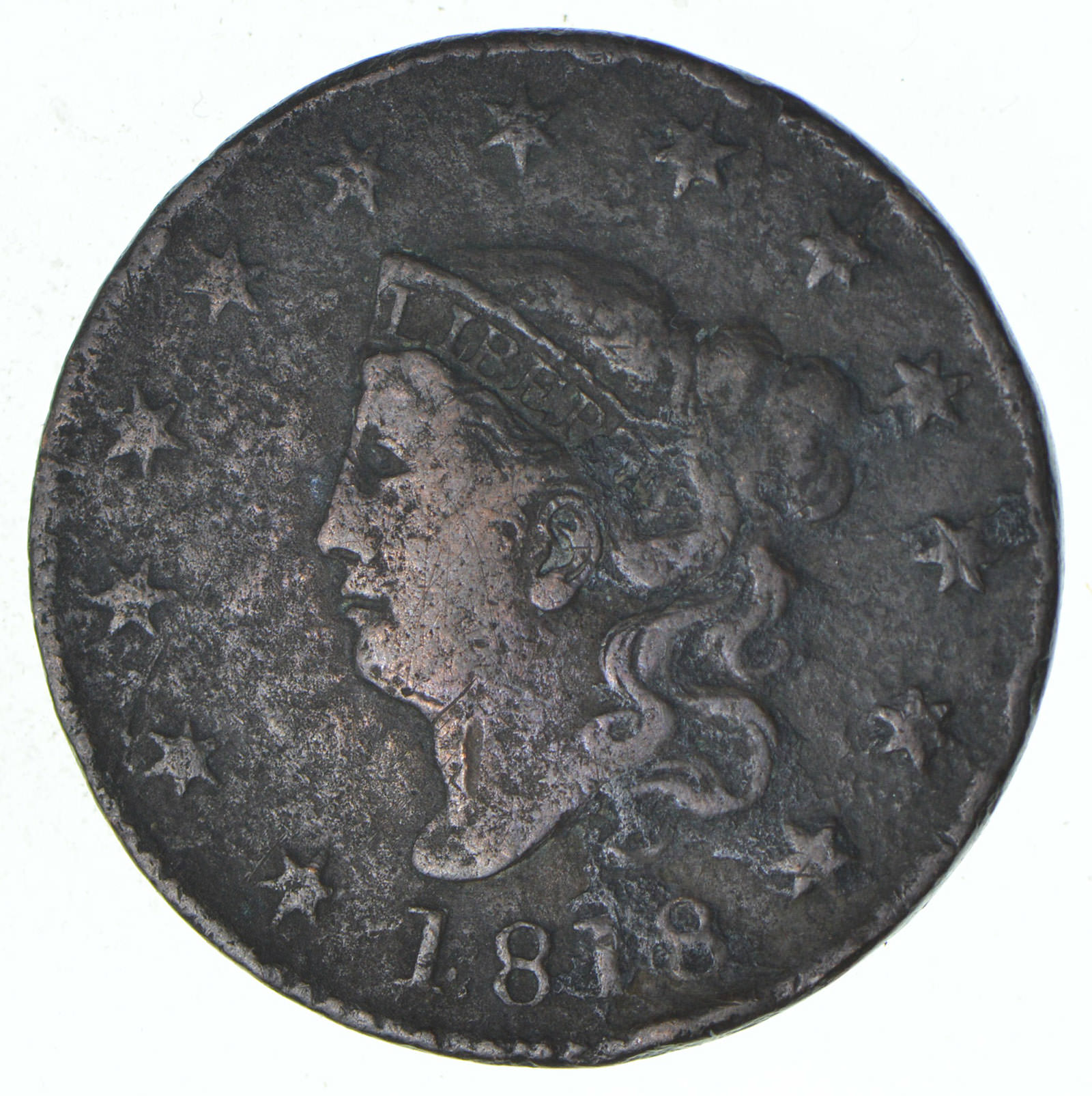 EARLY - 1818 - Liberty Head United States LARGE CENT - TOUGH Coin ...