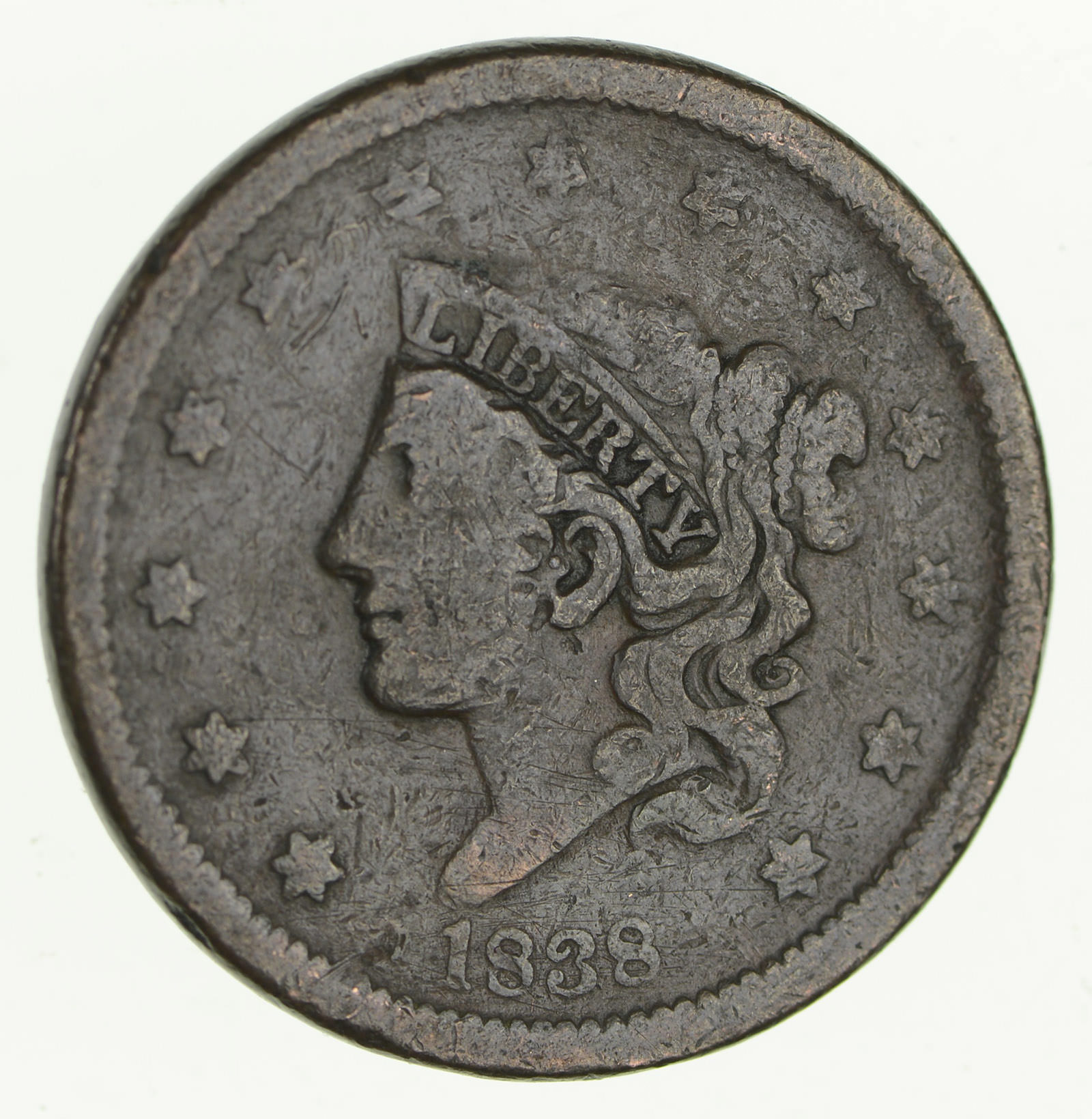 EARLY - 1838 - Liberty "Matron" Head United States LARGE CENT - TOUGH ...