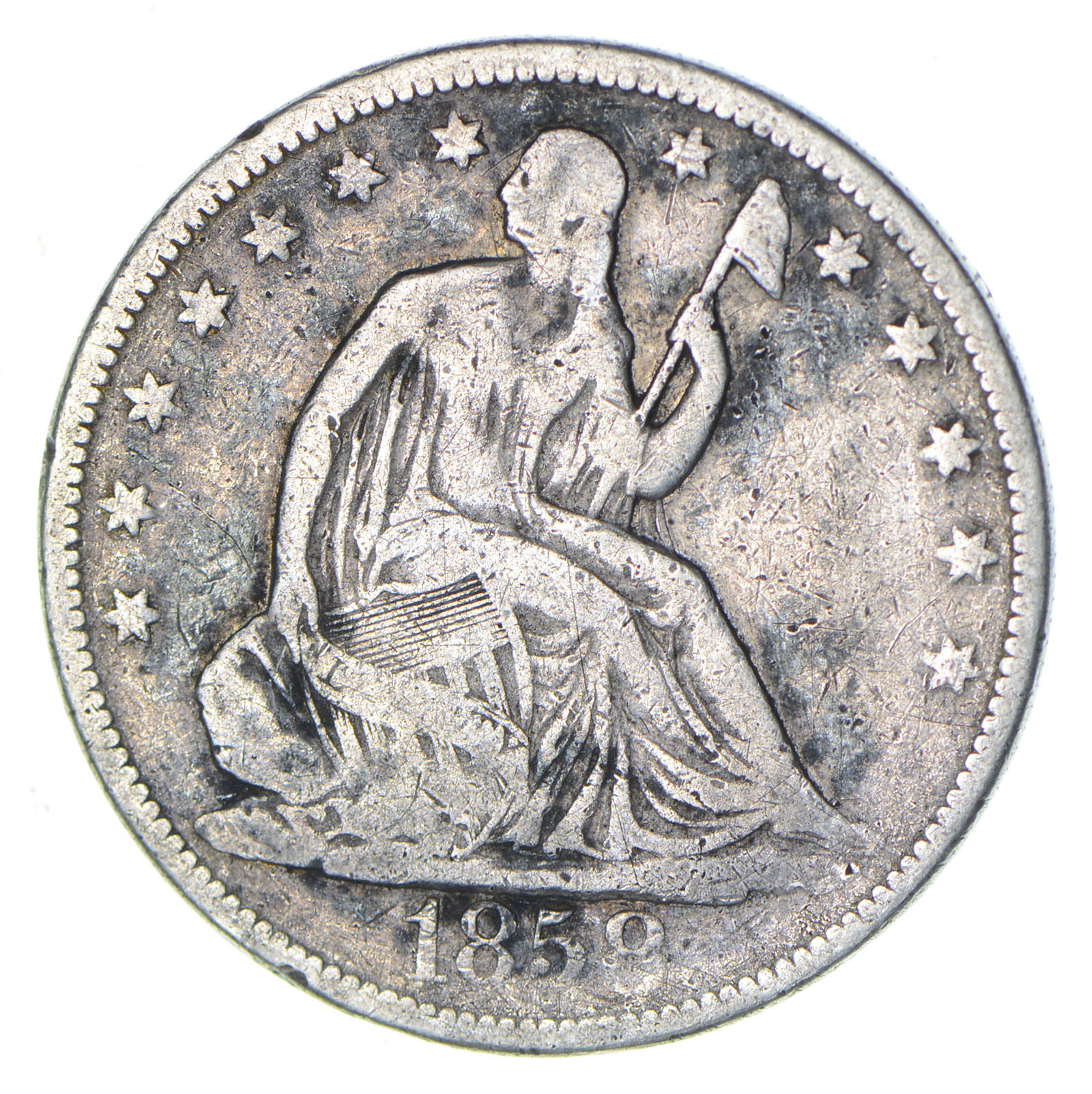 Early - 1858 Seated Liberty Half Dollar - Rare Type US Coin Silver 90% ...