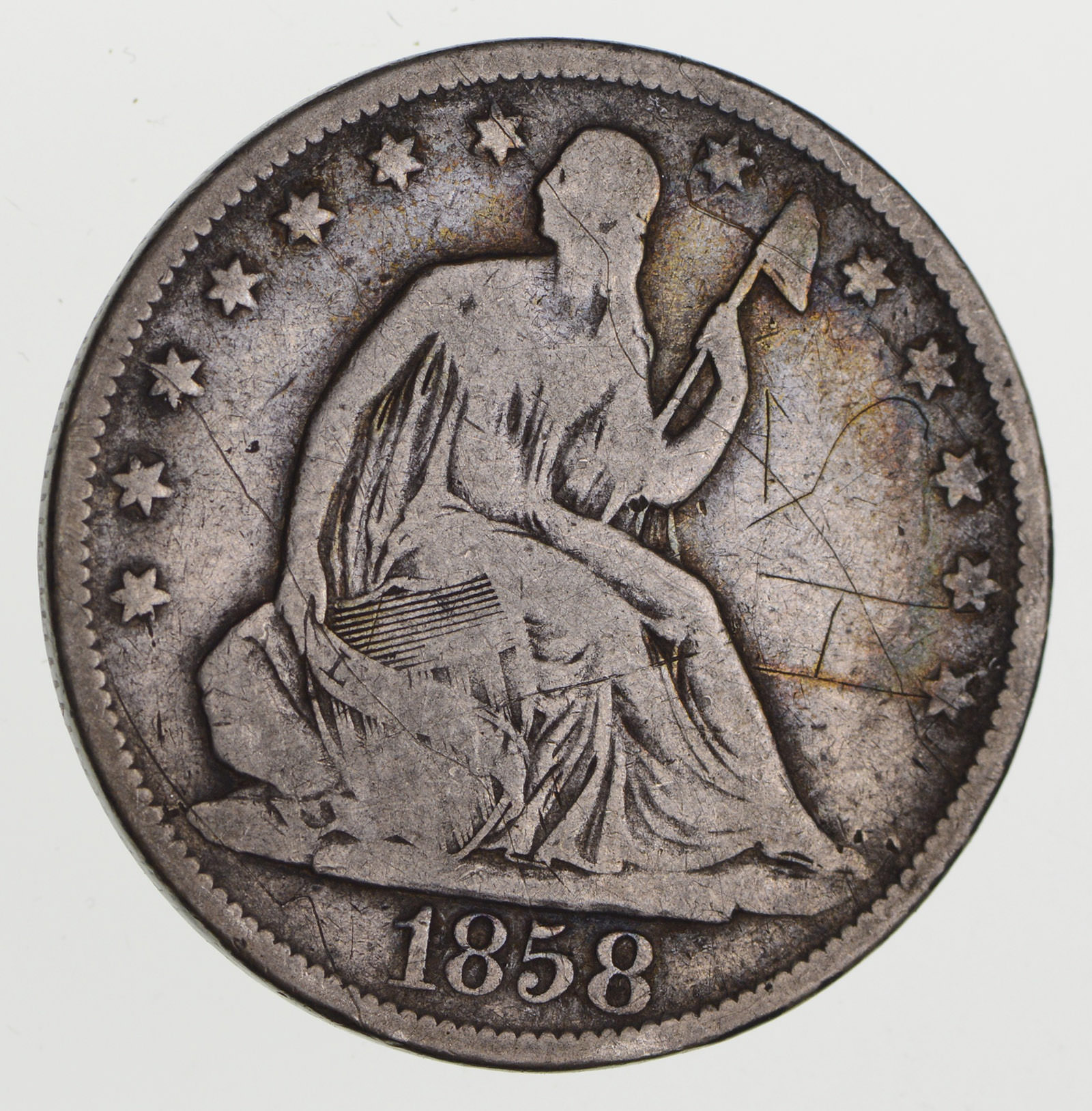 Early - 1858-O Seated Liberty Half Dollar - Rare Type US Coin Silver 90% | Property Room