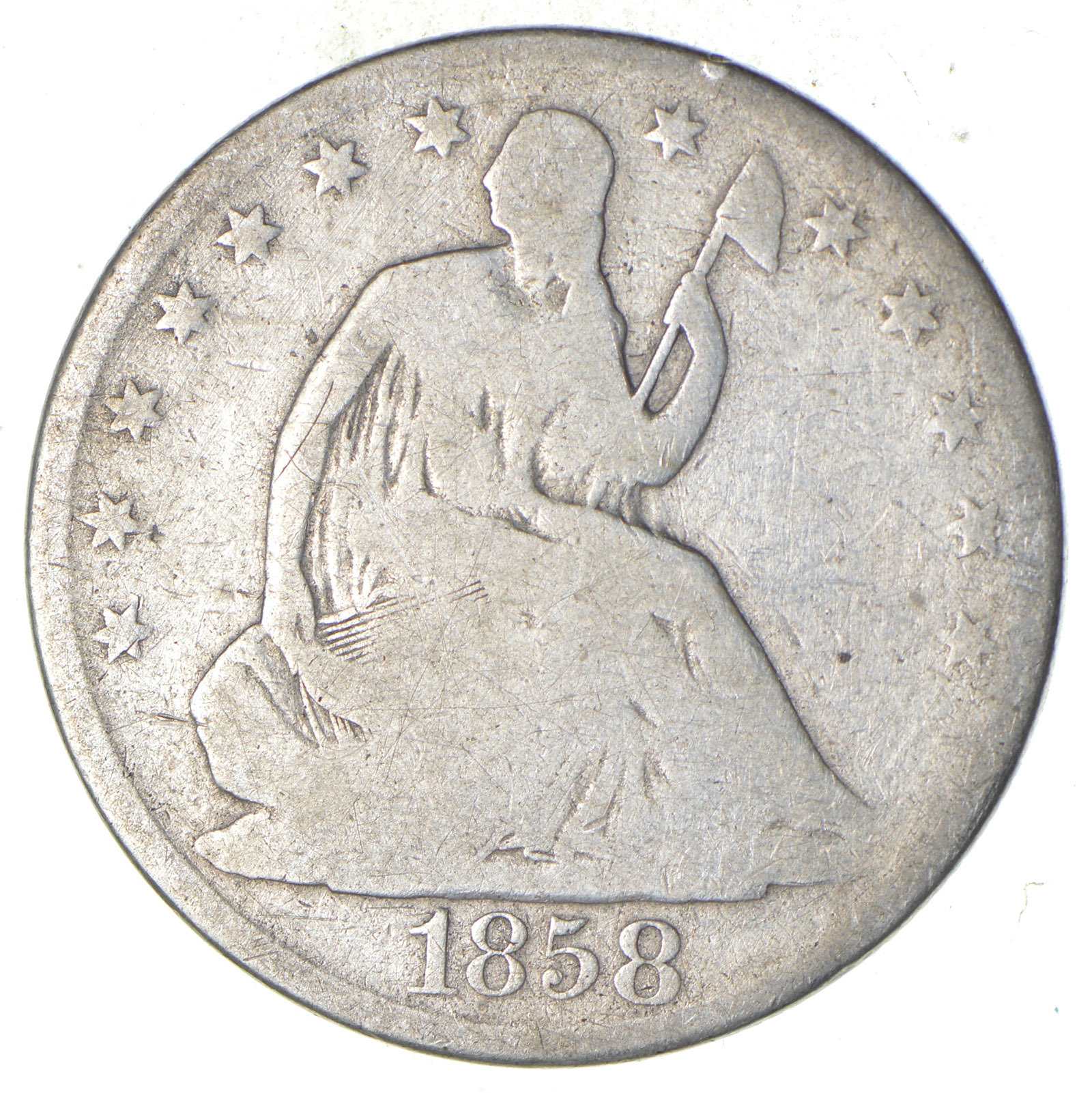 Early - 1858-O Seated Liberty Half Dollar - Rare Type US Coin Silver 90 ...