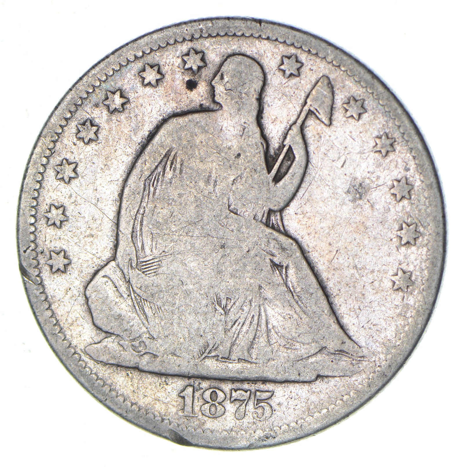Early - 1875-S Seated Liberty Half Dollar - Rare Type US Coin Silver 90 ...