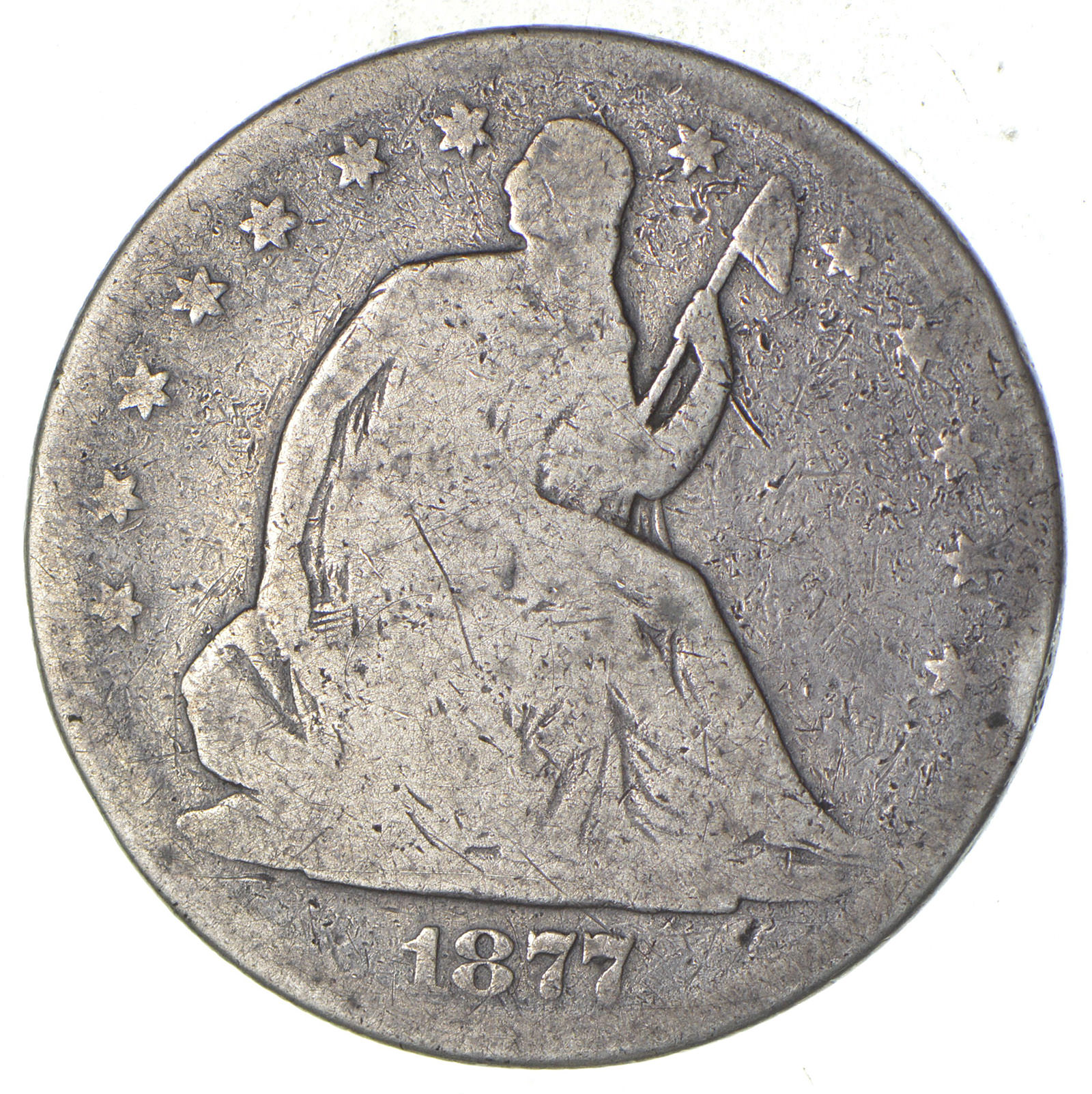 Early - 1877-S Seated Liberty Half Dollar - Rare Type US Coin Silver 90% | Property Room