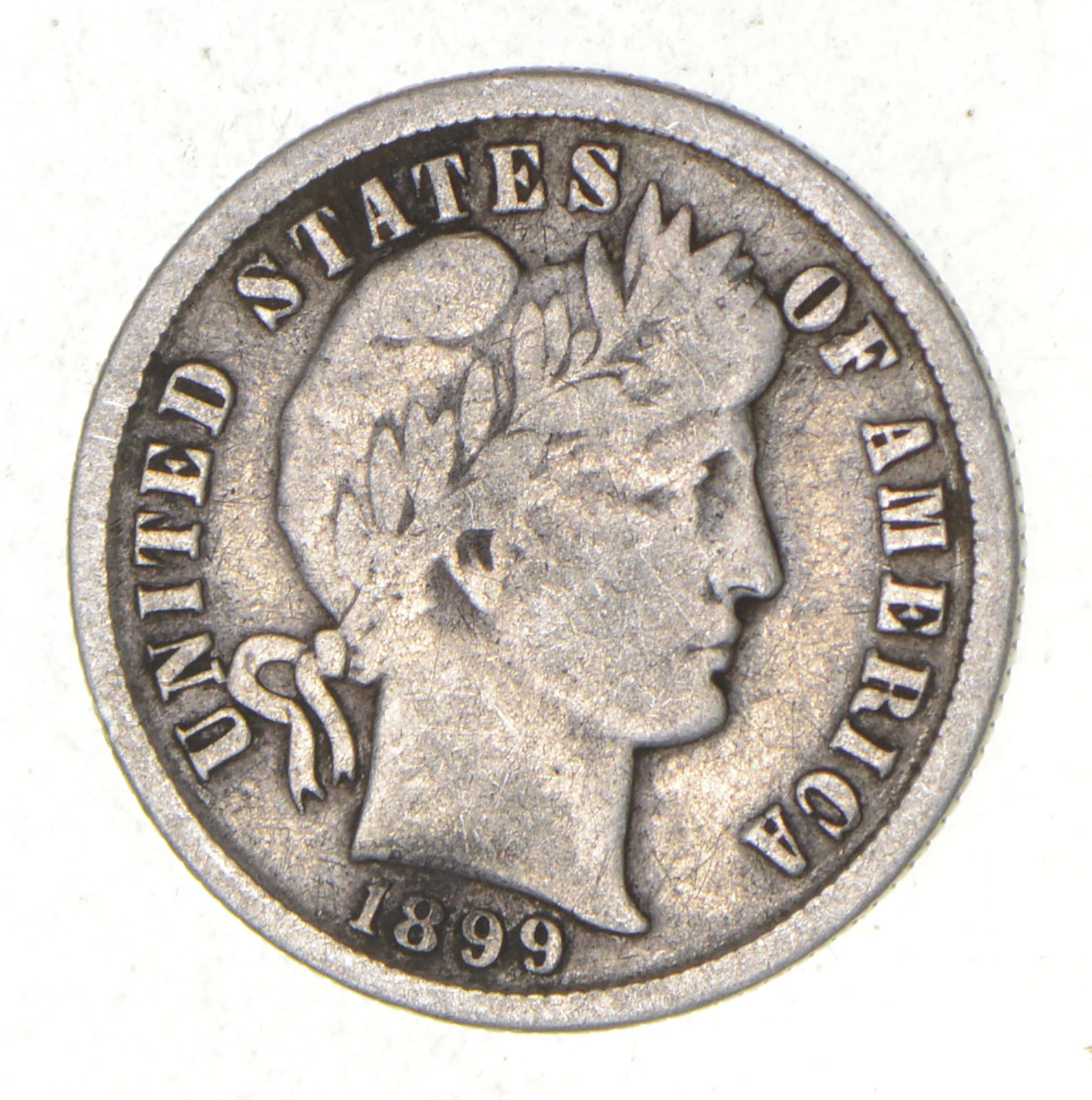 Early - 1899 Barber Silver Dime 90% Silver - US Coin - Minted in ...