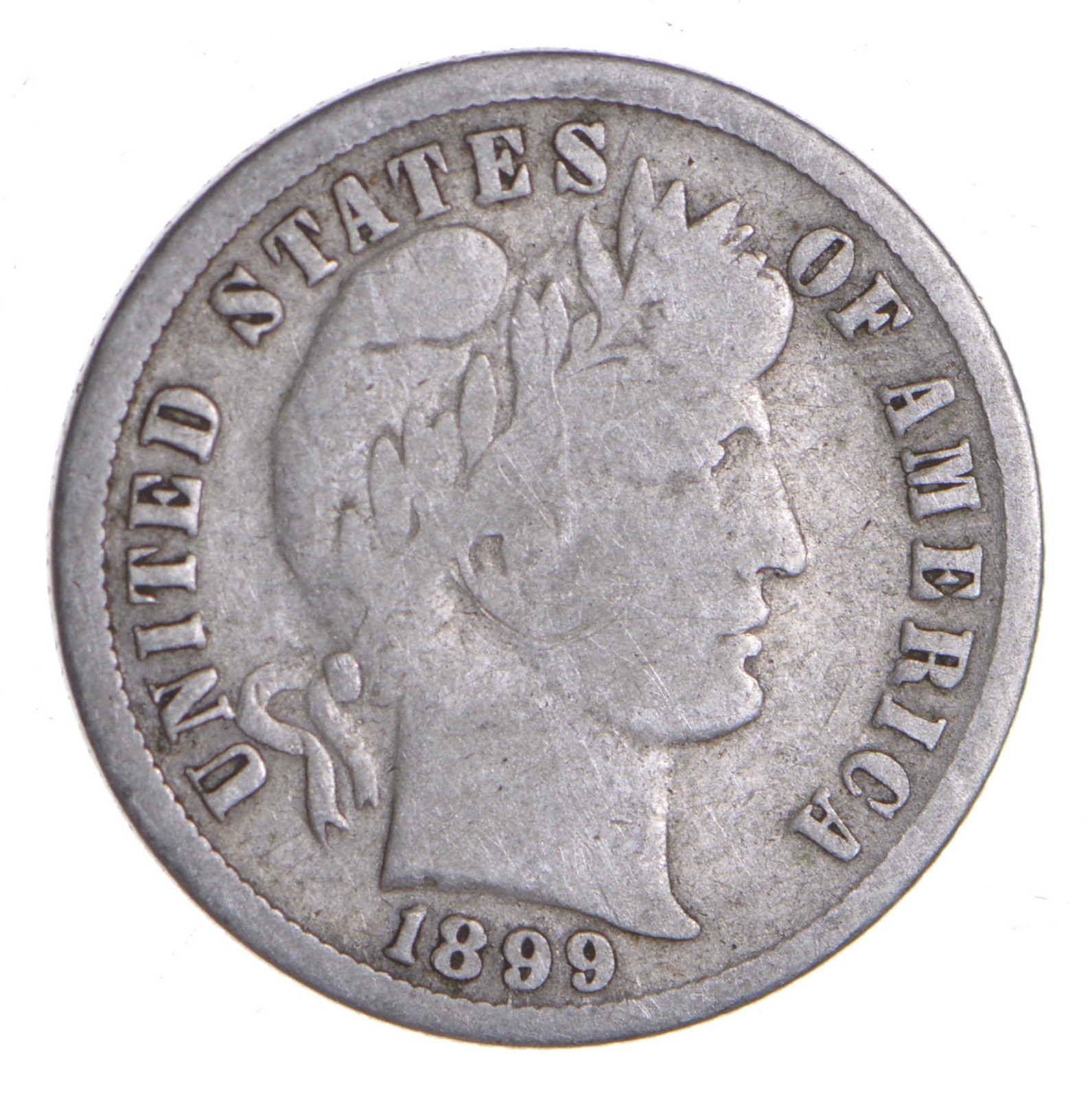 Early - 1899 Barber Silver Dime 90% Silver - US Coin - Minted in ...