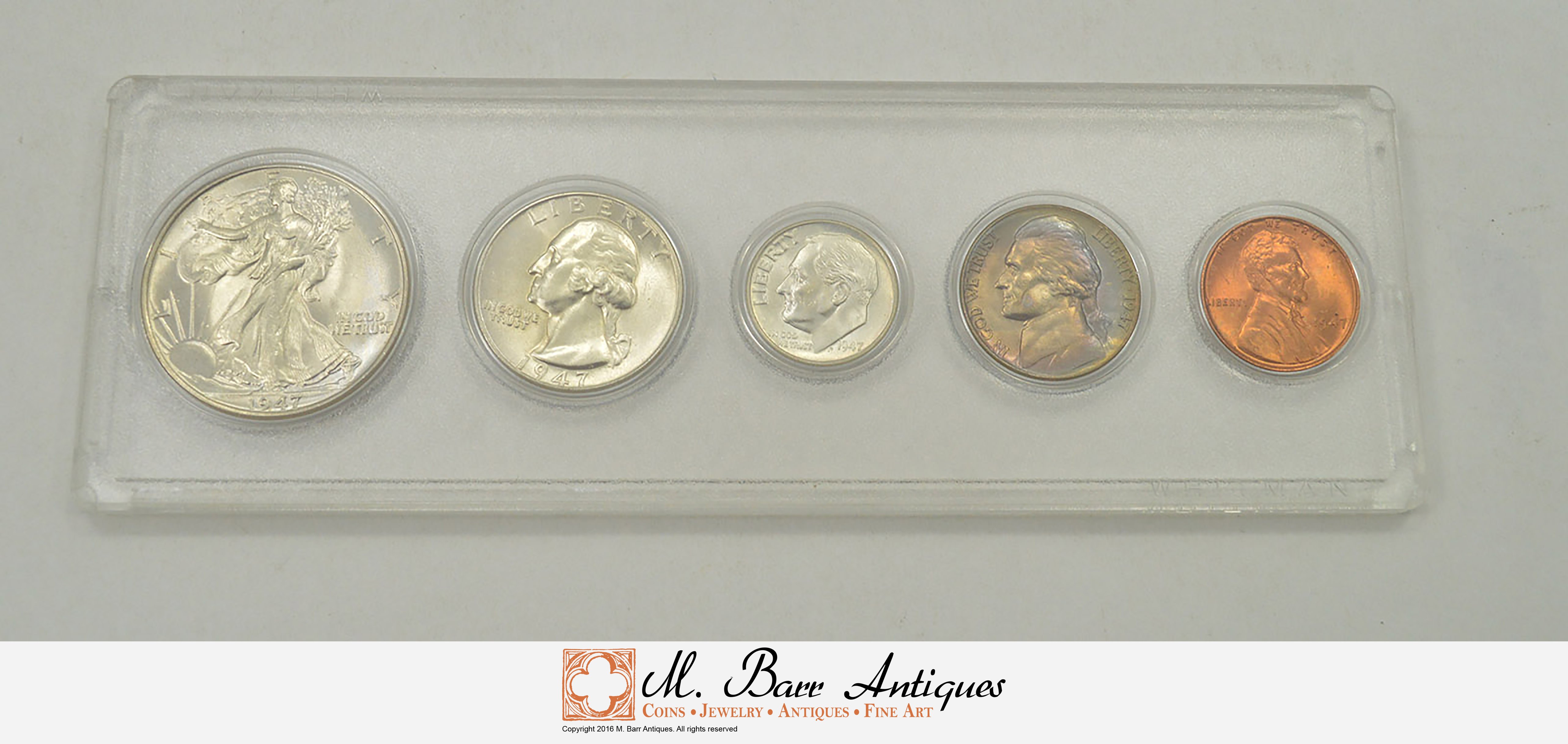 Early 1947 5 Coin - PROOF SET - Nice Holder - Better! | Property Room