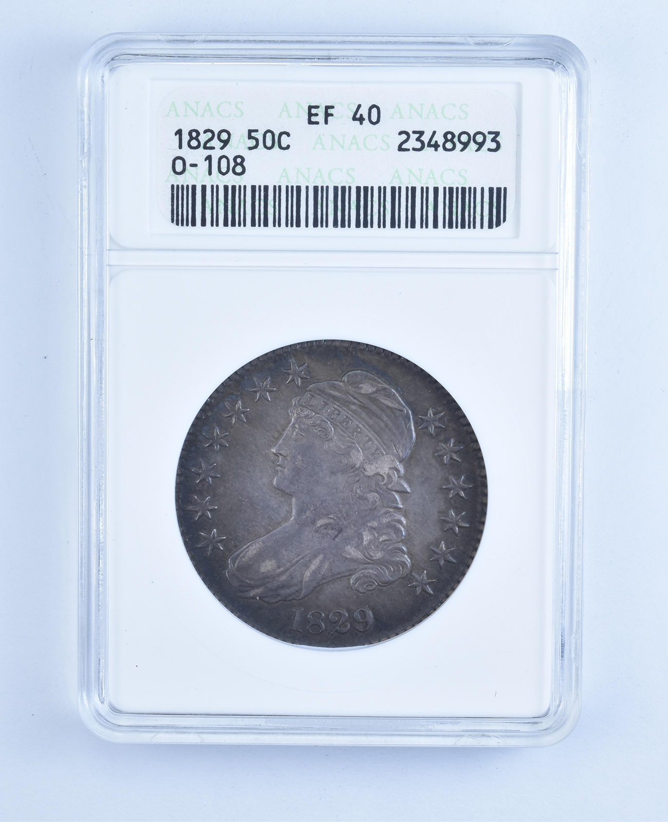 EF40 1829 Capped Bust Half Dollar - O-108 - Graded ANACS | Property Room