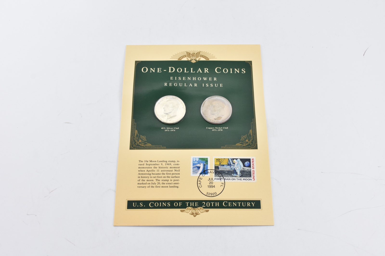 Eisenhower Dollar Set With 10 Cents Moon Landing Stamp Coin Collection ...