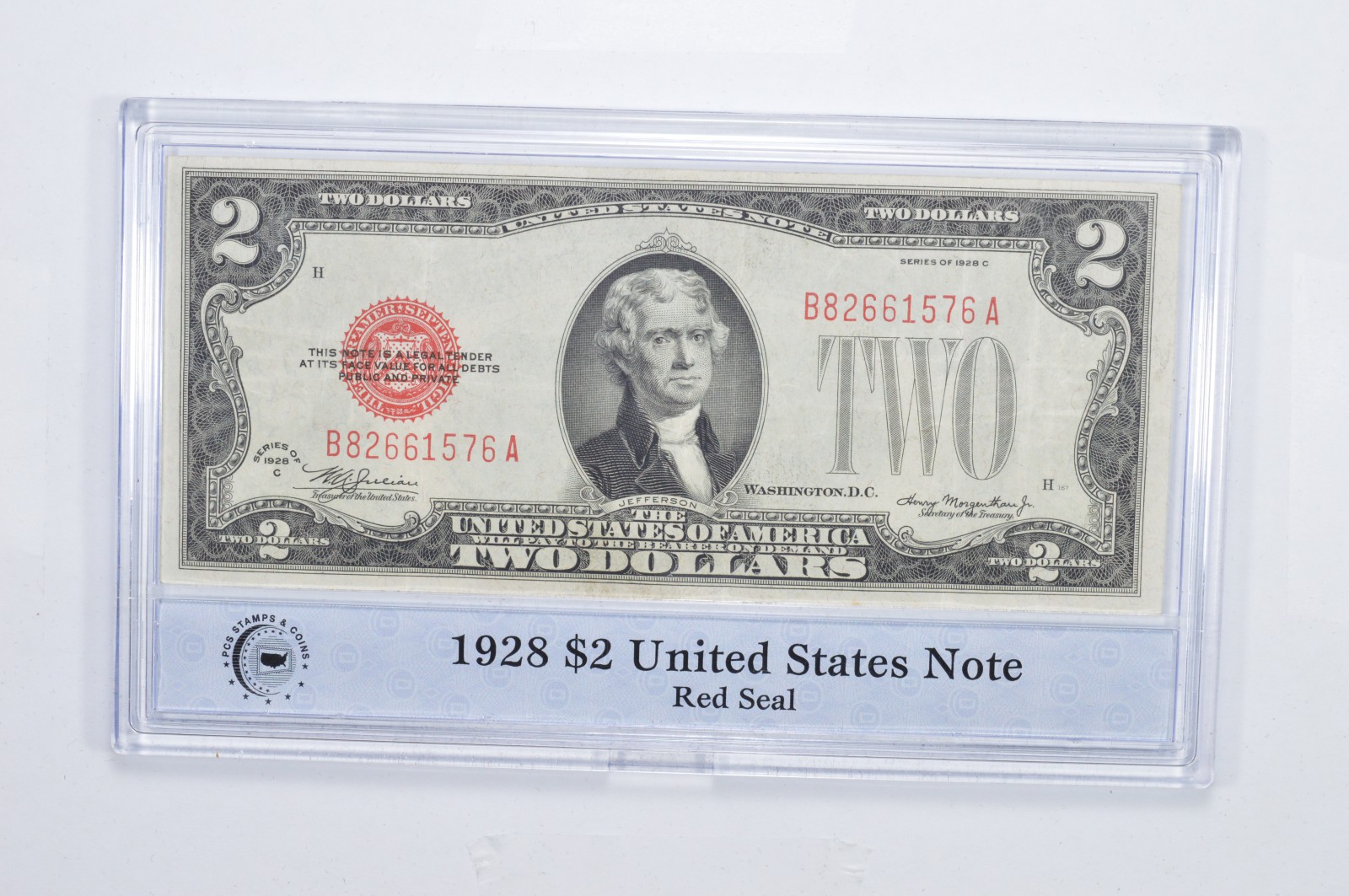 Encased U.S. Currency - 1928 $2 United States Red Seal Note PCS - Neat ...