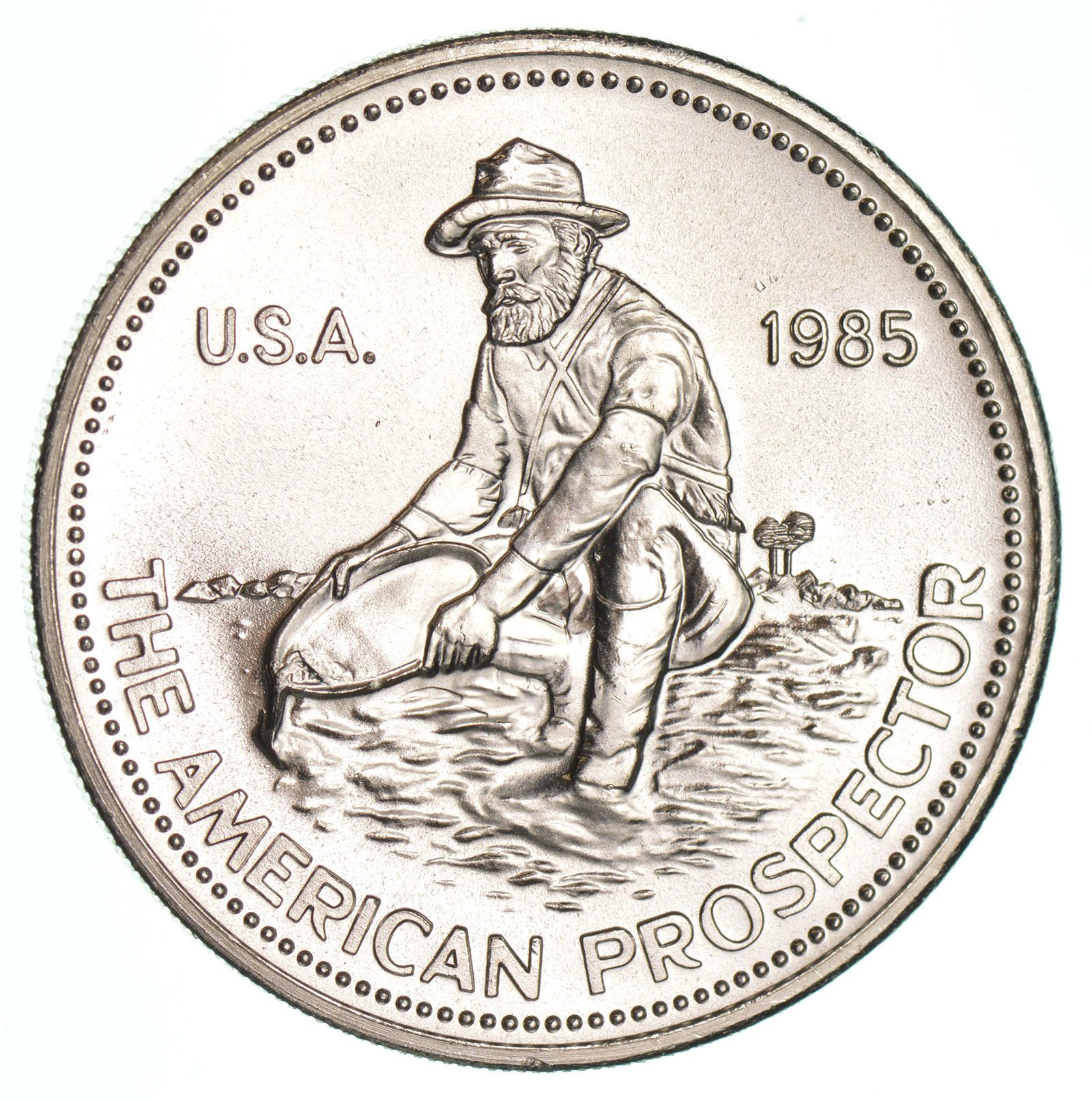 ENGELHARD - 1985 Prospector 1 Oz. Silver Round - .999 Silver - One Troy ...