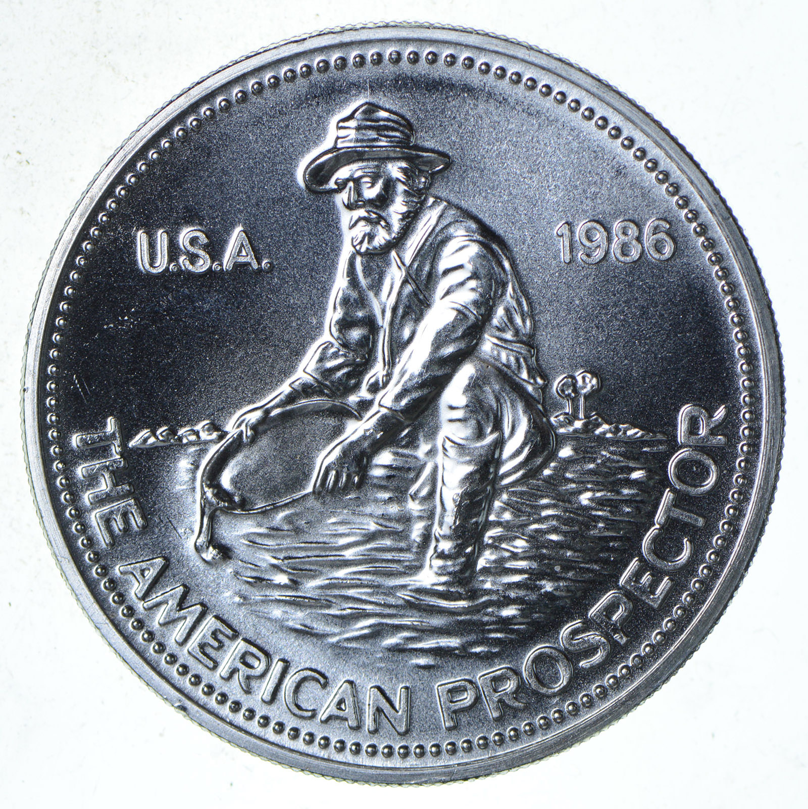 ENGELHARD - 1986 Prospector 1 Oz. Silver Round - .999 Silver - One Troy ...