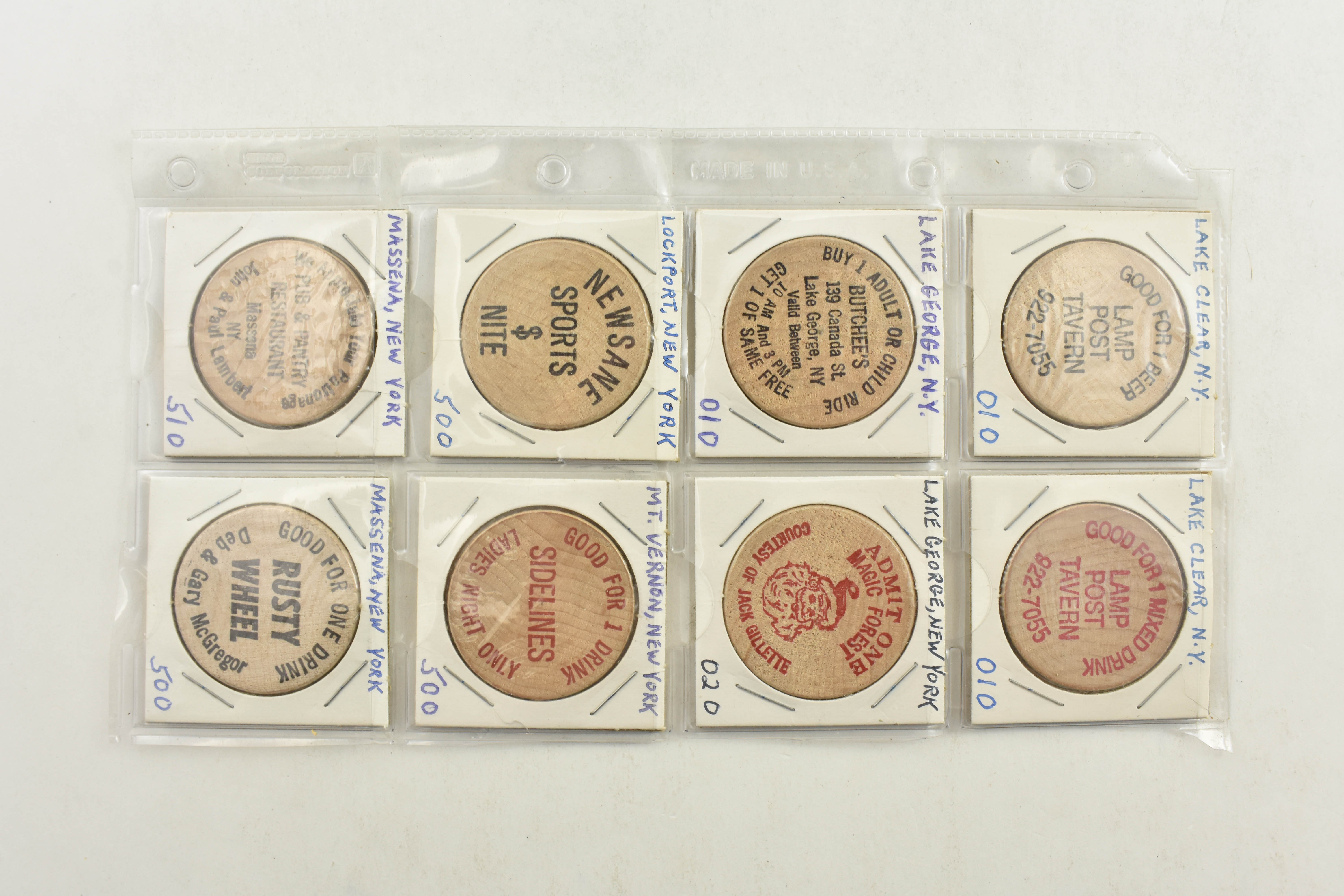 Entire Page Vintage WOODEN Nickels - Rare to find a group this large ...
