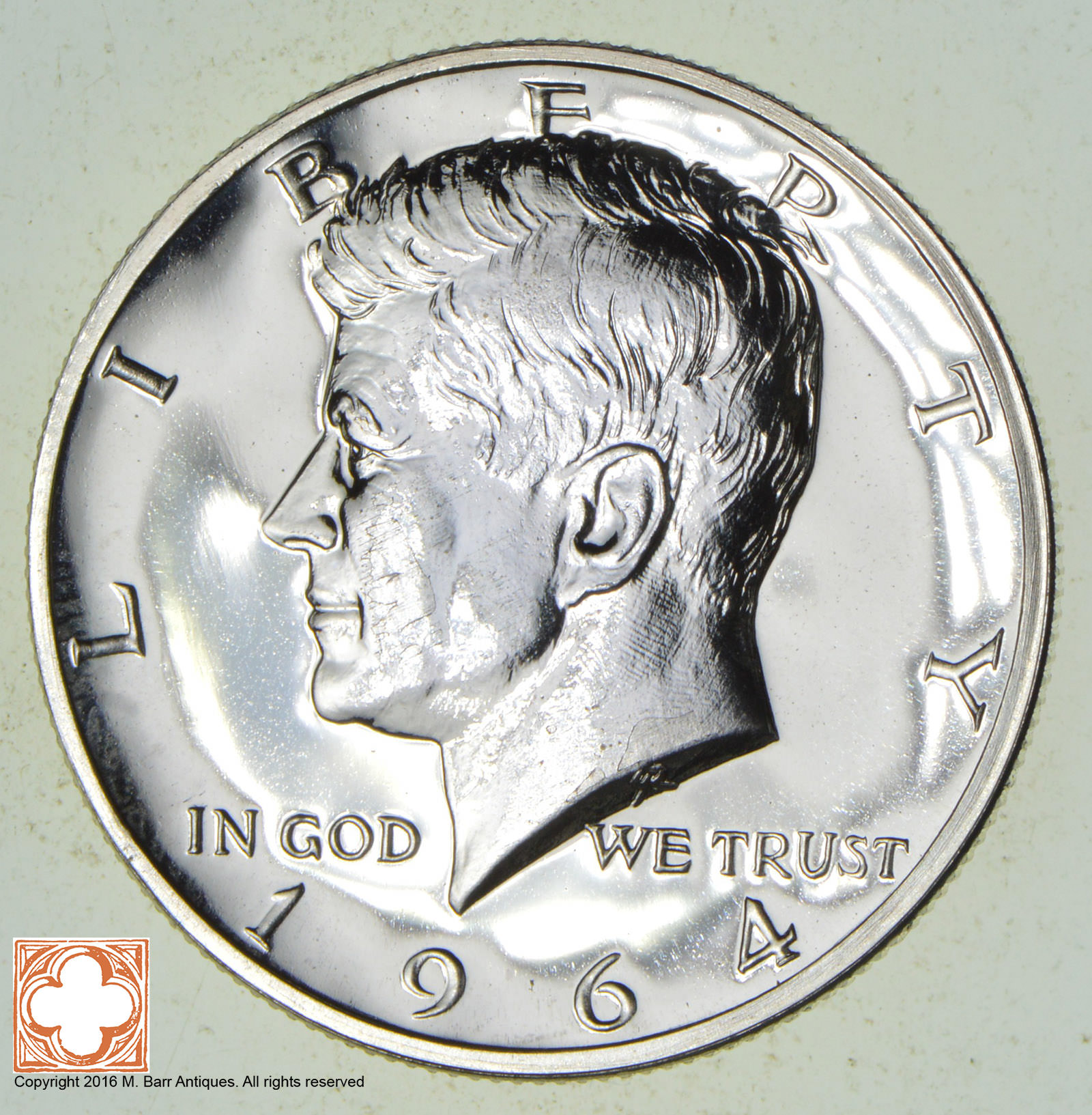 ERROR - 1964 TRANSITIONAL Reverse - PROOF Kennedy Half Dollars - 90% ...