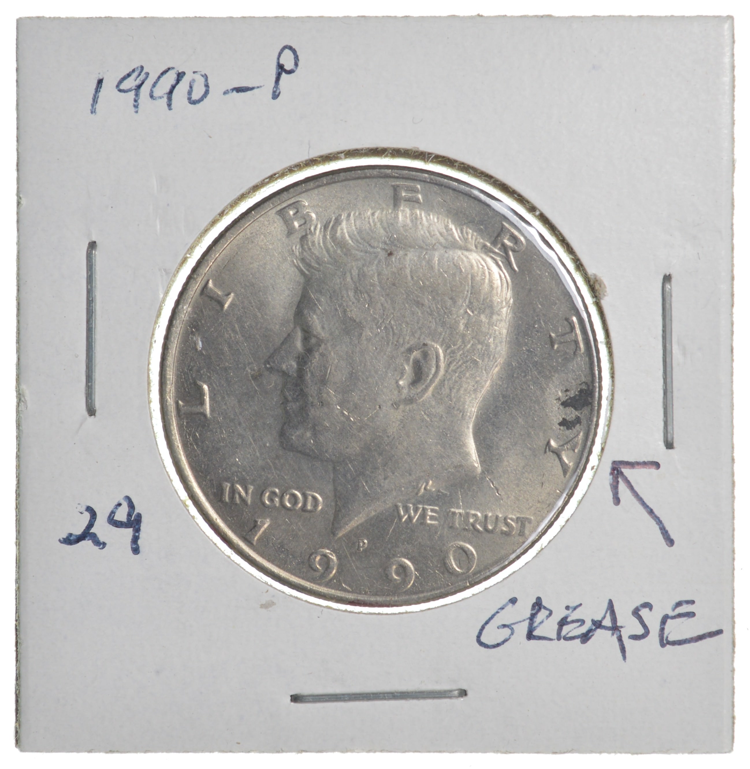 ERROR: Grease Die Struck Through Error - Kennedy Half Dollar - Tough ...