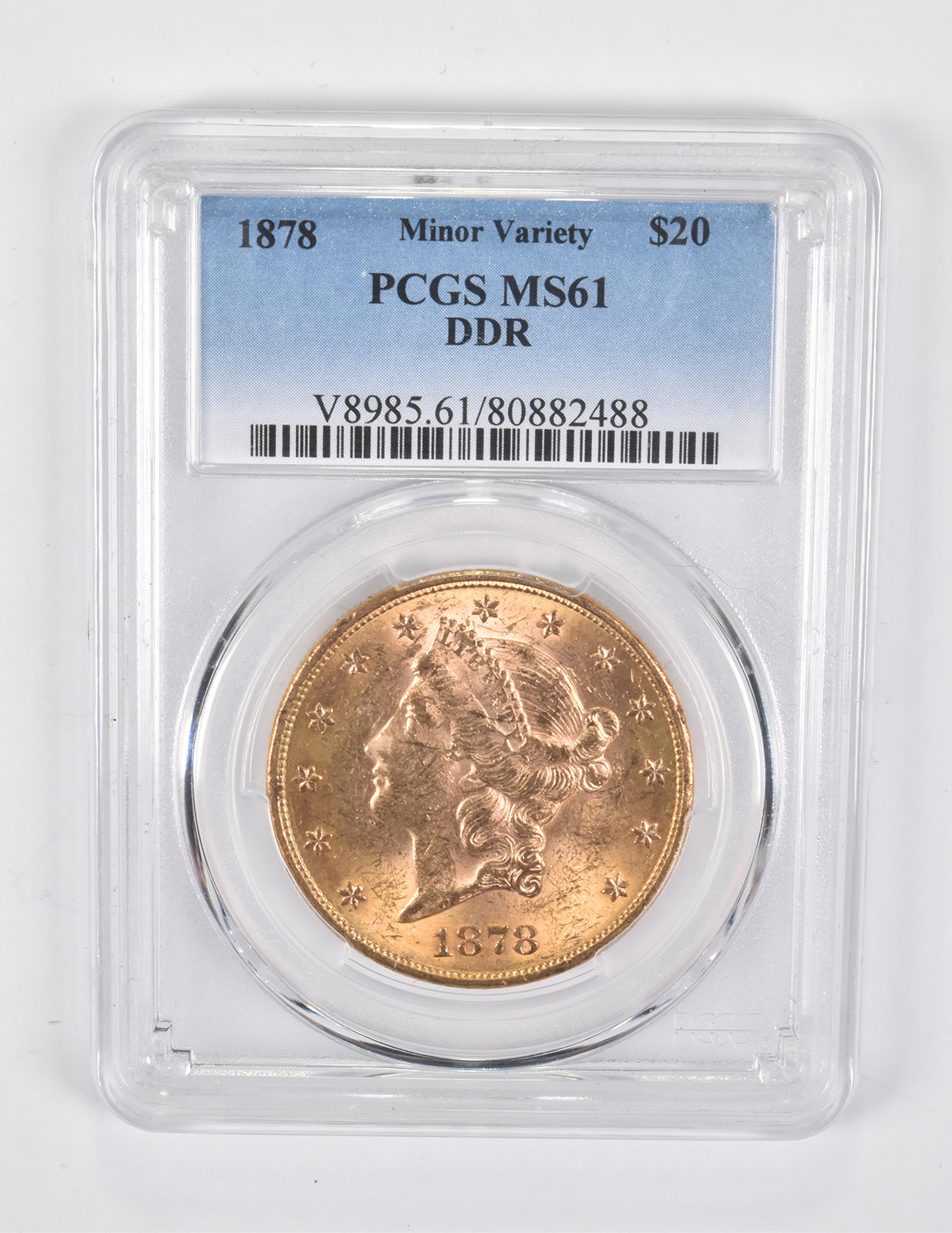 ERROR MS61 1878 $20 Liberty Head Gold Double Eagle DDR PCGS | Property Room