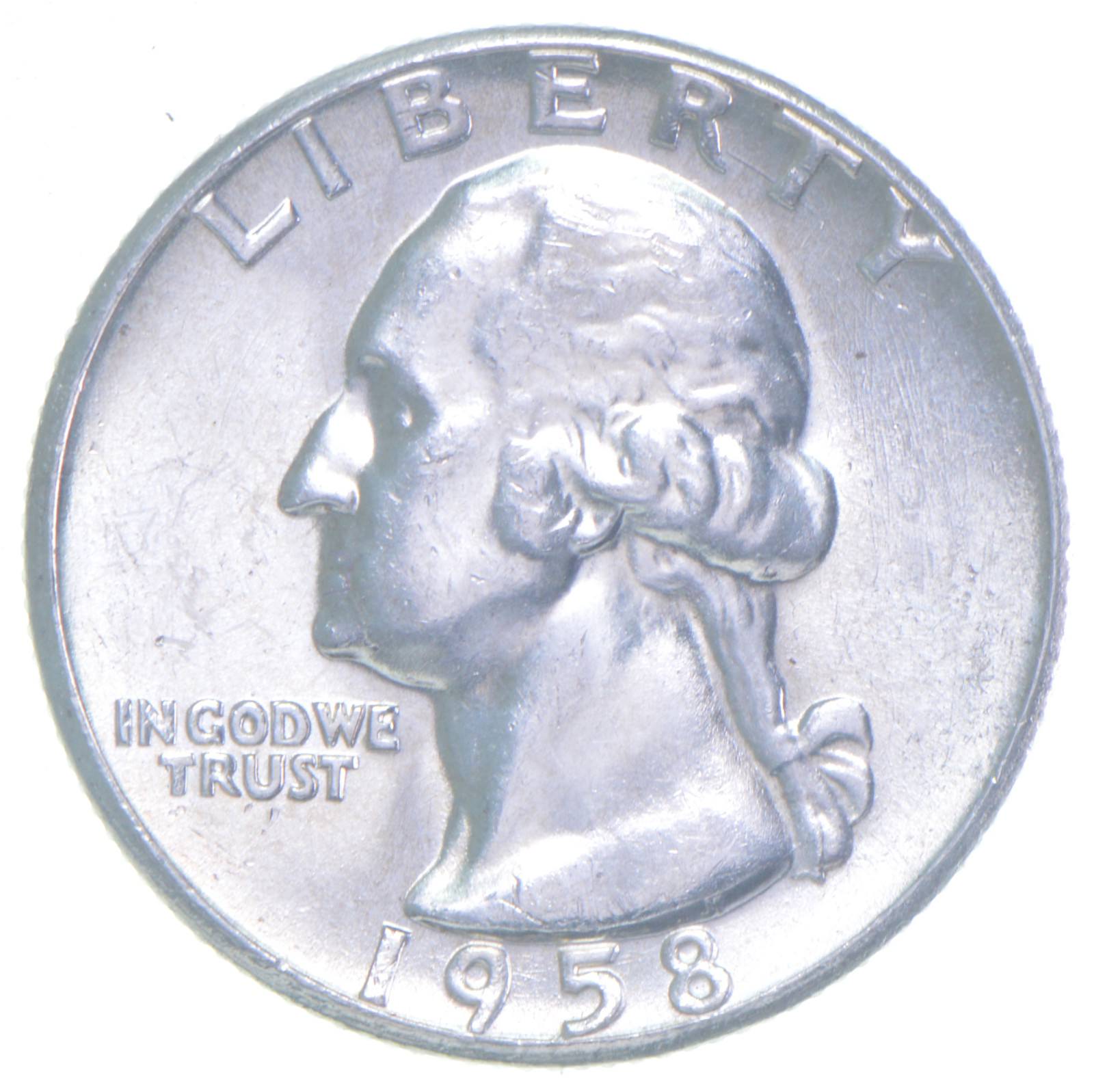 ERROR/Variety - Type B Reverse BU 1958 Washington Quarter - Silver ...