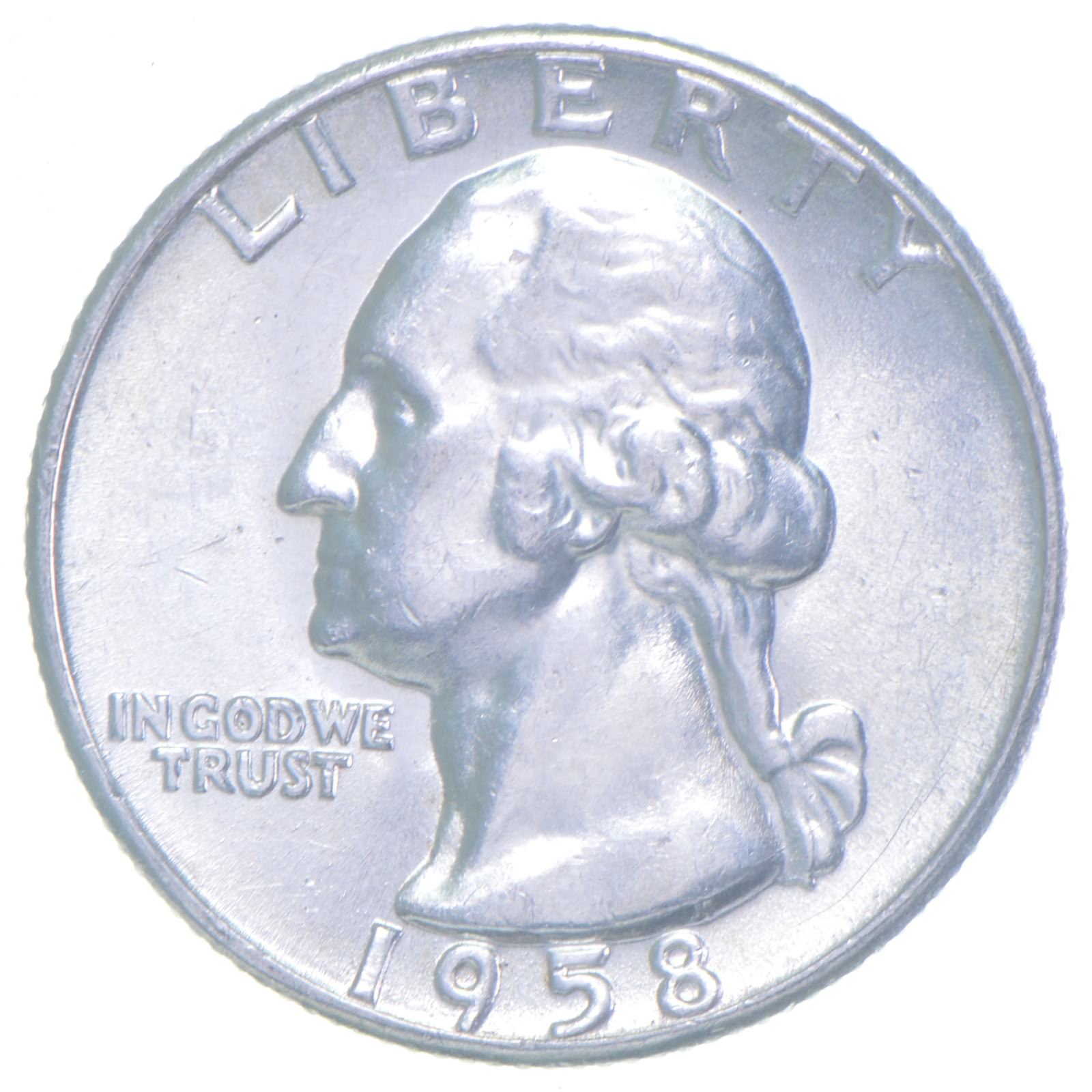 ERROR/Variety - Type B Reverse BU 1958 Washington Quarter - Silver ...