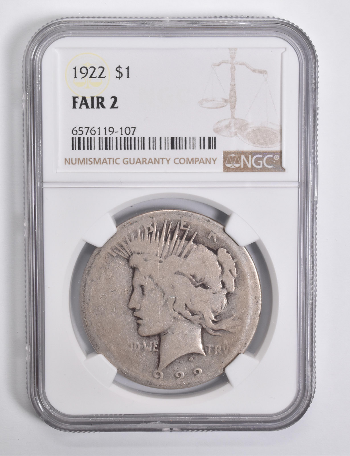FAIR 2 1922 Peace Silver Dollar NGC Lowball Low Ball | Property Room