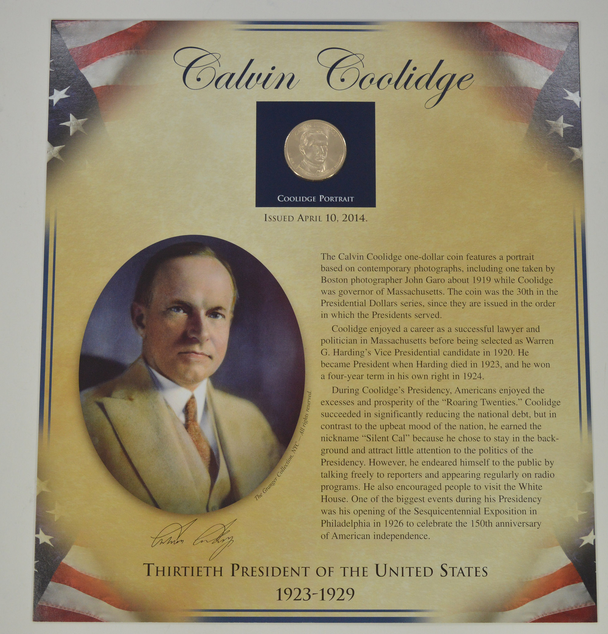 Fancy 2014-P Calvin Coolidge Presidential Dollar Mounted w/ Stamp Cover ...