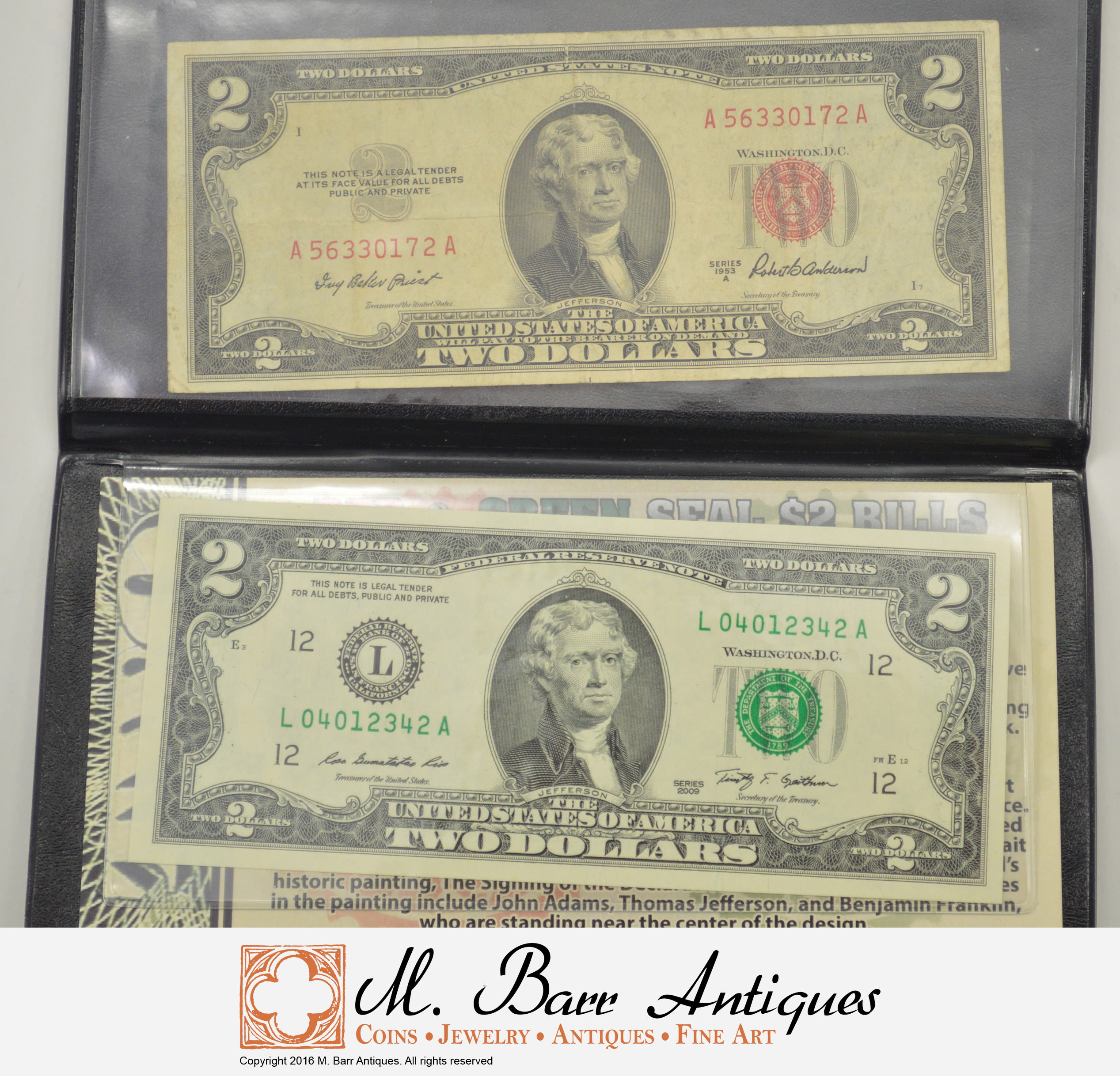 Fancy Displayed United States Currency! W@W | Property Room