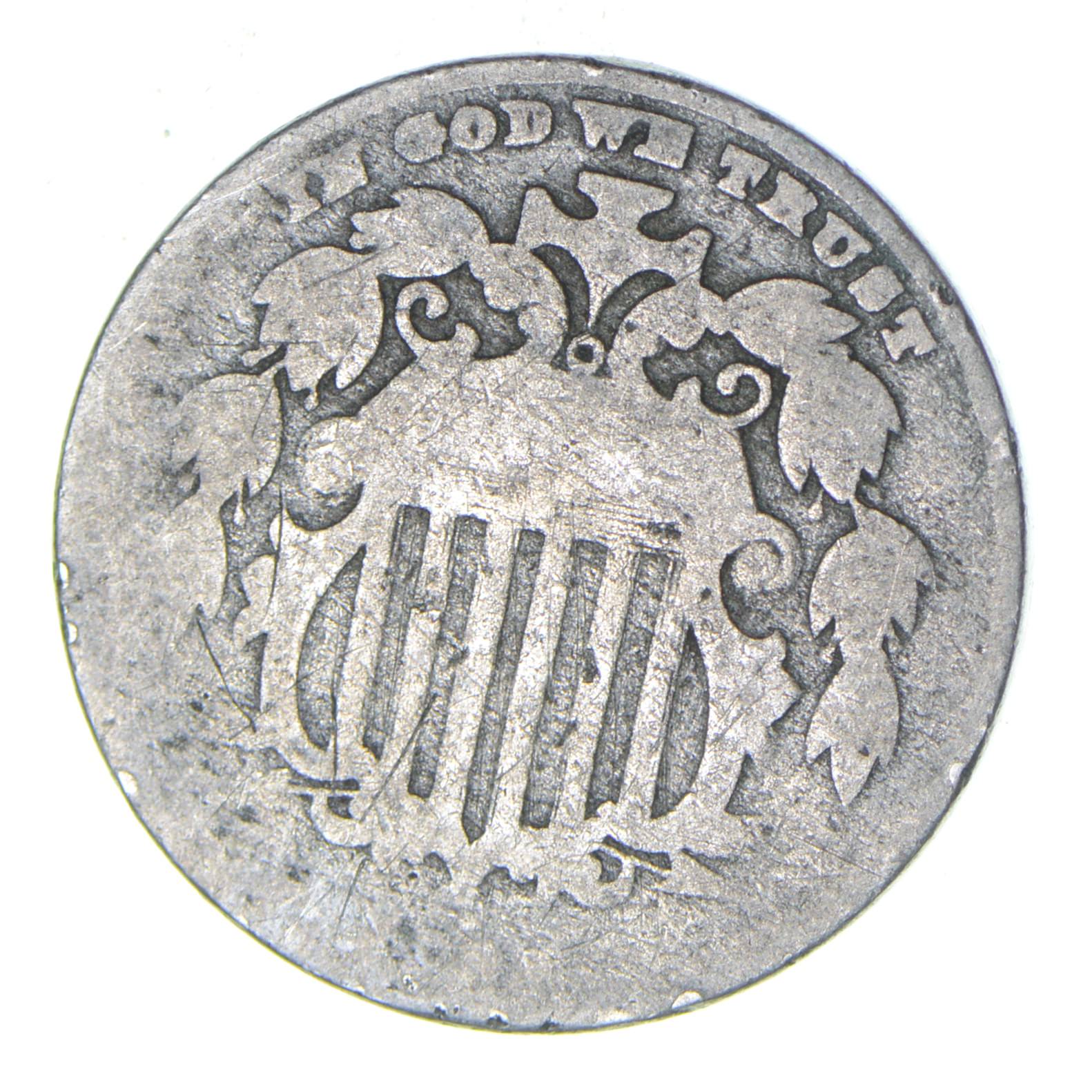 First Nickel Design 1860's-80's Era - US Shield Nickel US Type Coin ...