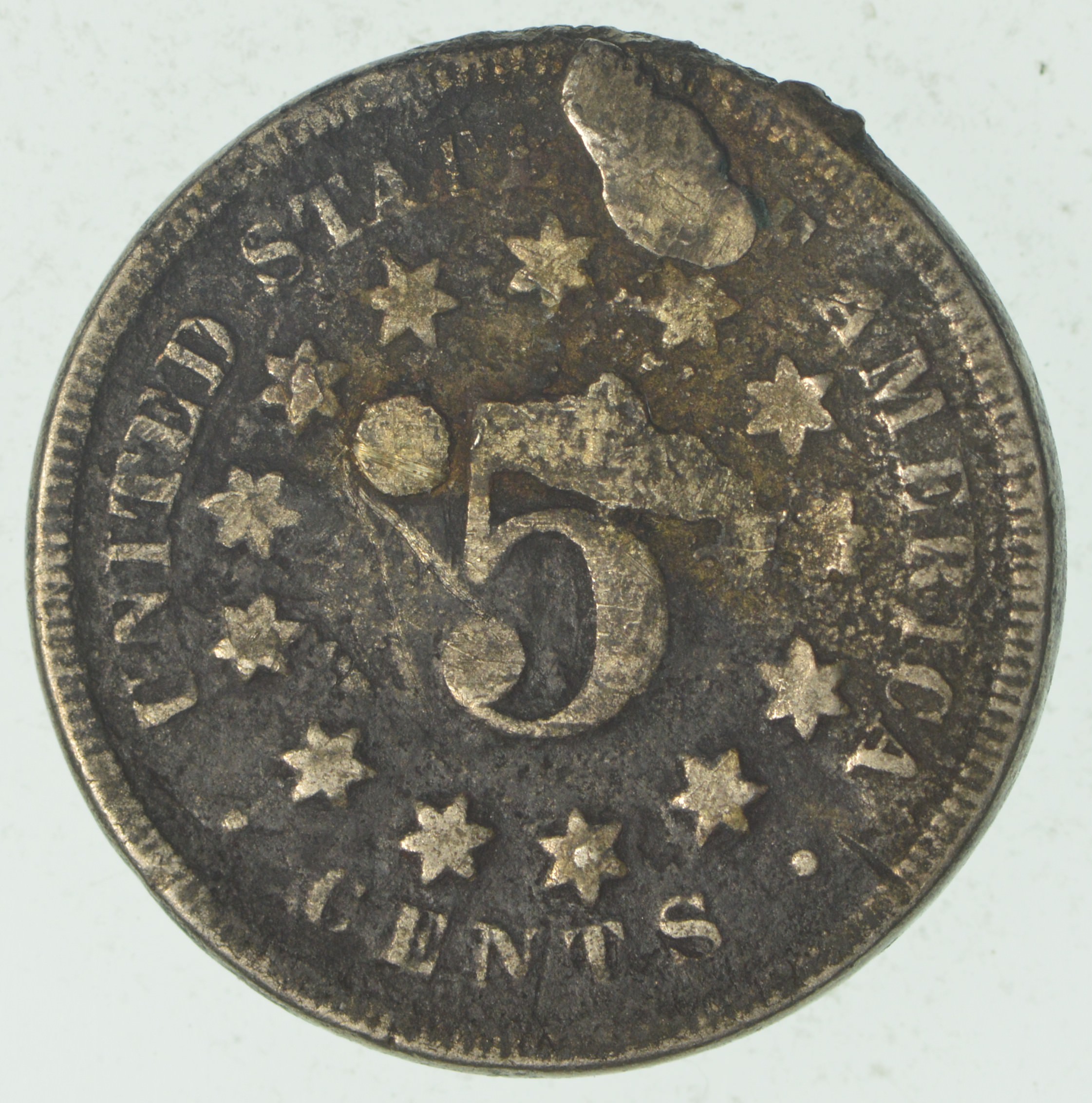 First Nickel Design 1860's-80's Era - US Shield Nickel US Type Coin ...