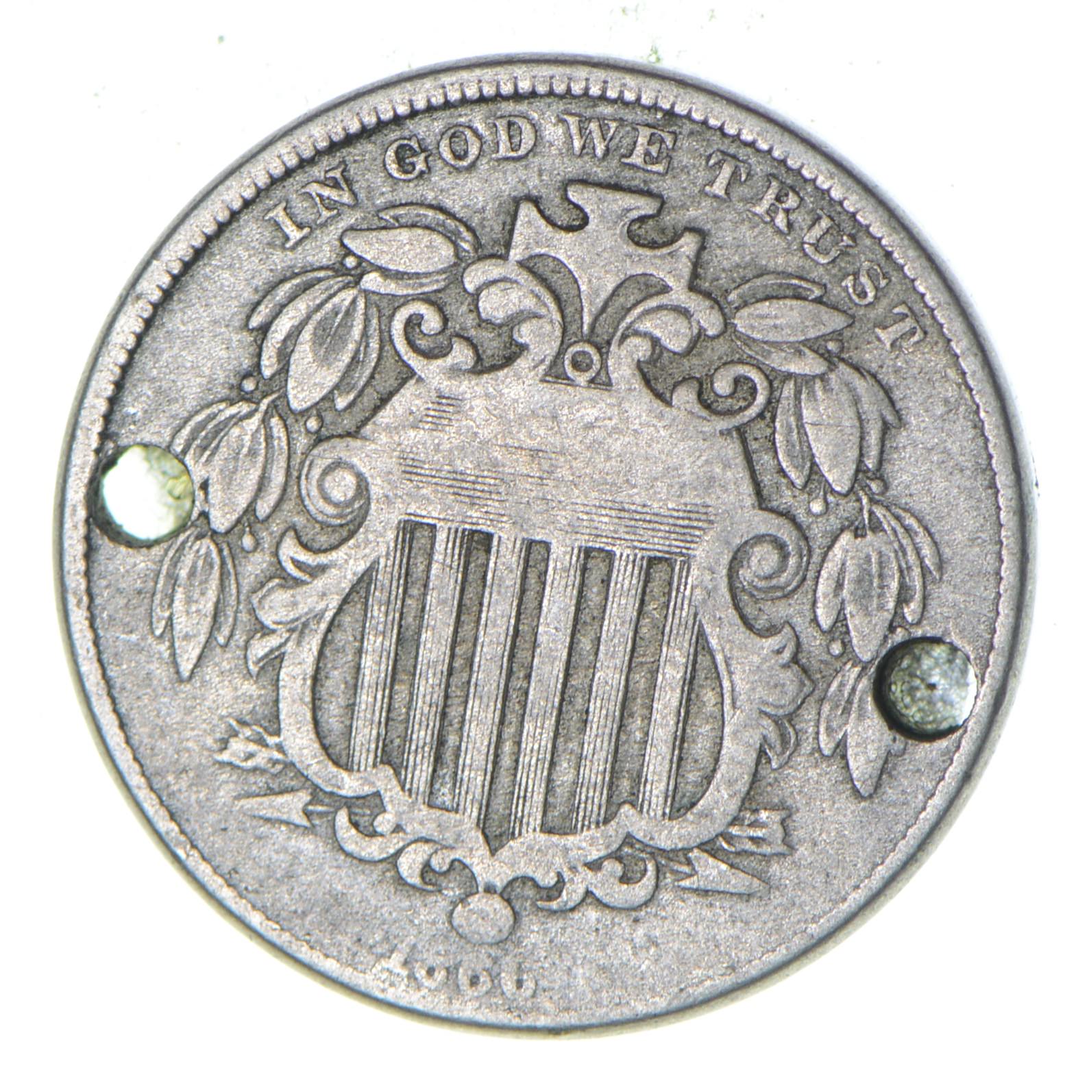First Nickel Design 1860's-80's Era - US Shield Nickel US Type Coin ...